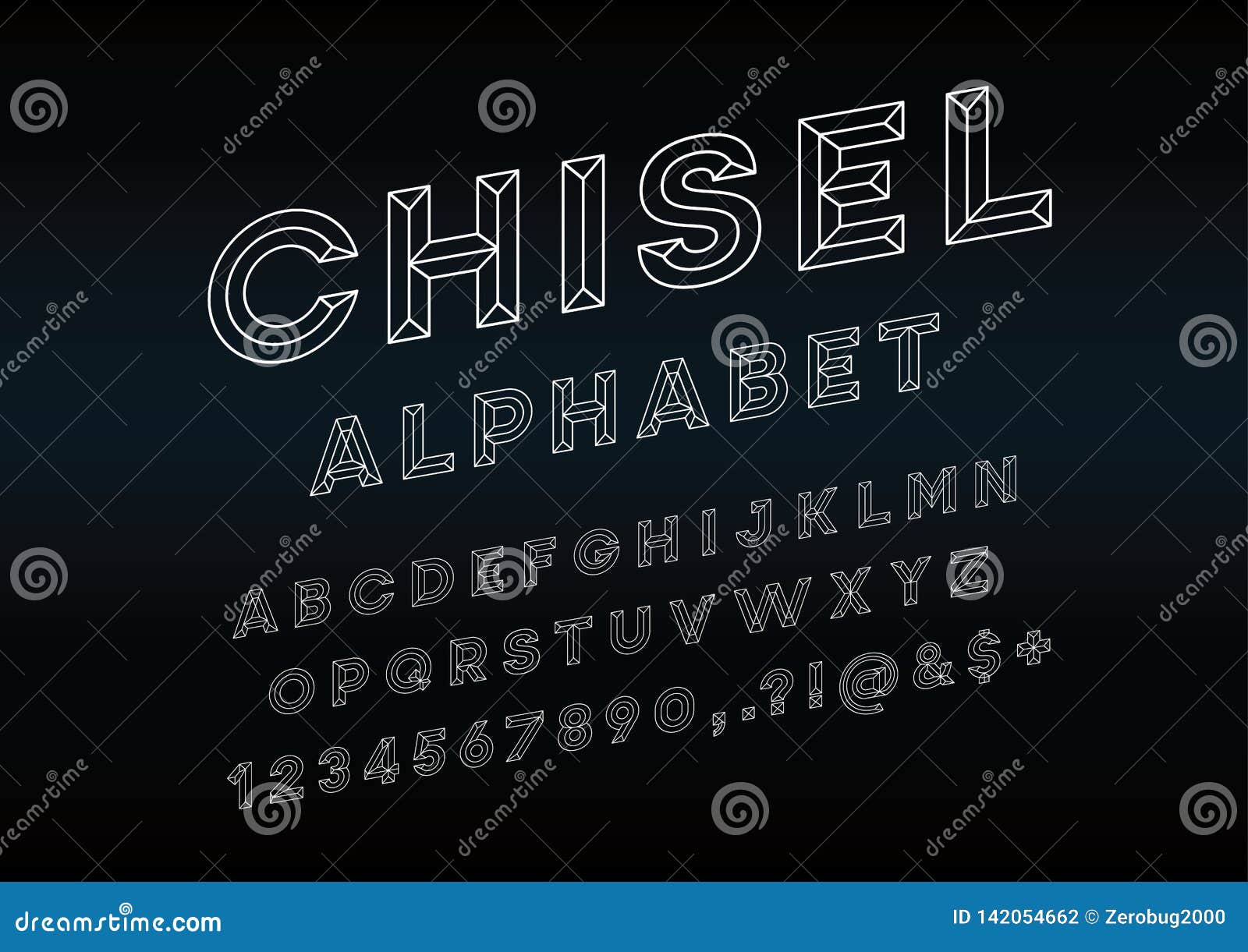 Chisel font stock vector. Illustration of number, stroke - 142054662