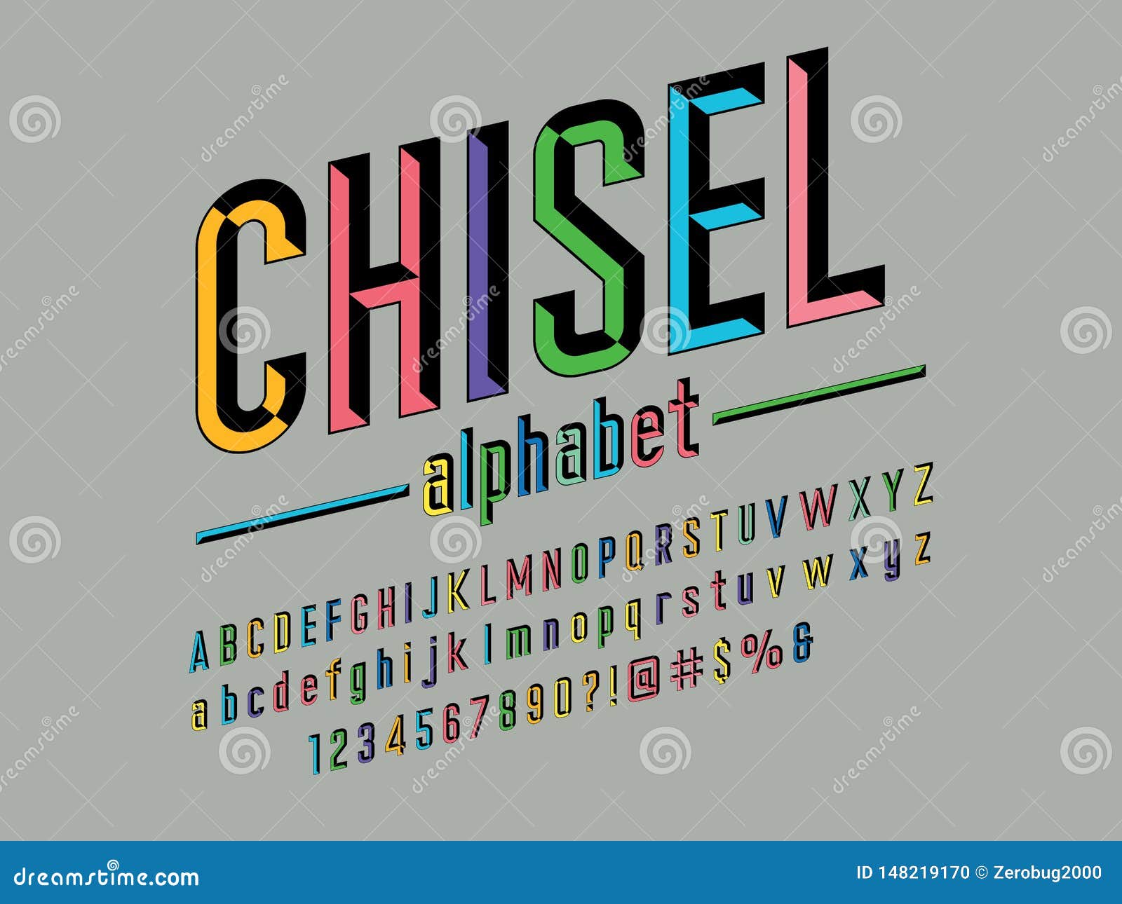 Chisel font stock vector. Illustration of serif, graphic - 148219170