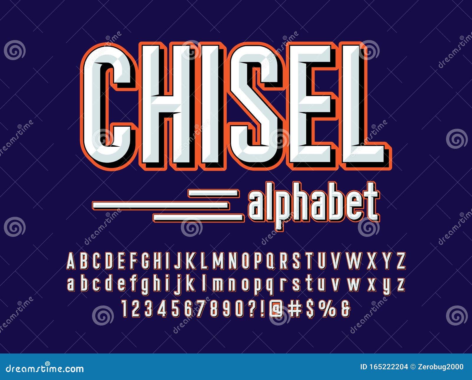 Chisel font stock vector. Illustration of number, symbols - 165222204