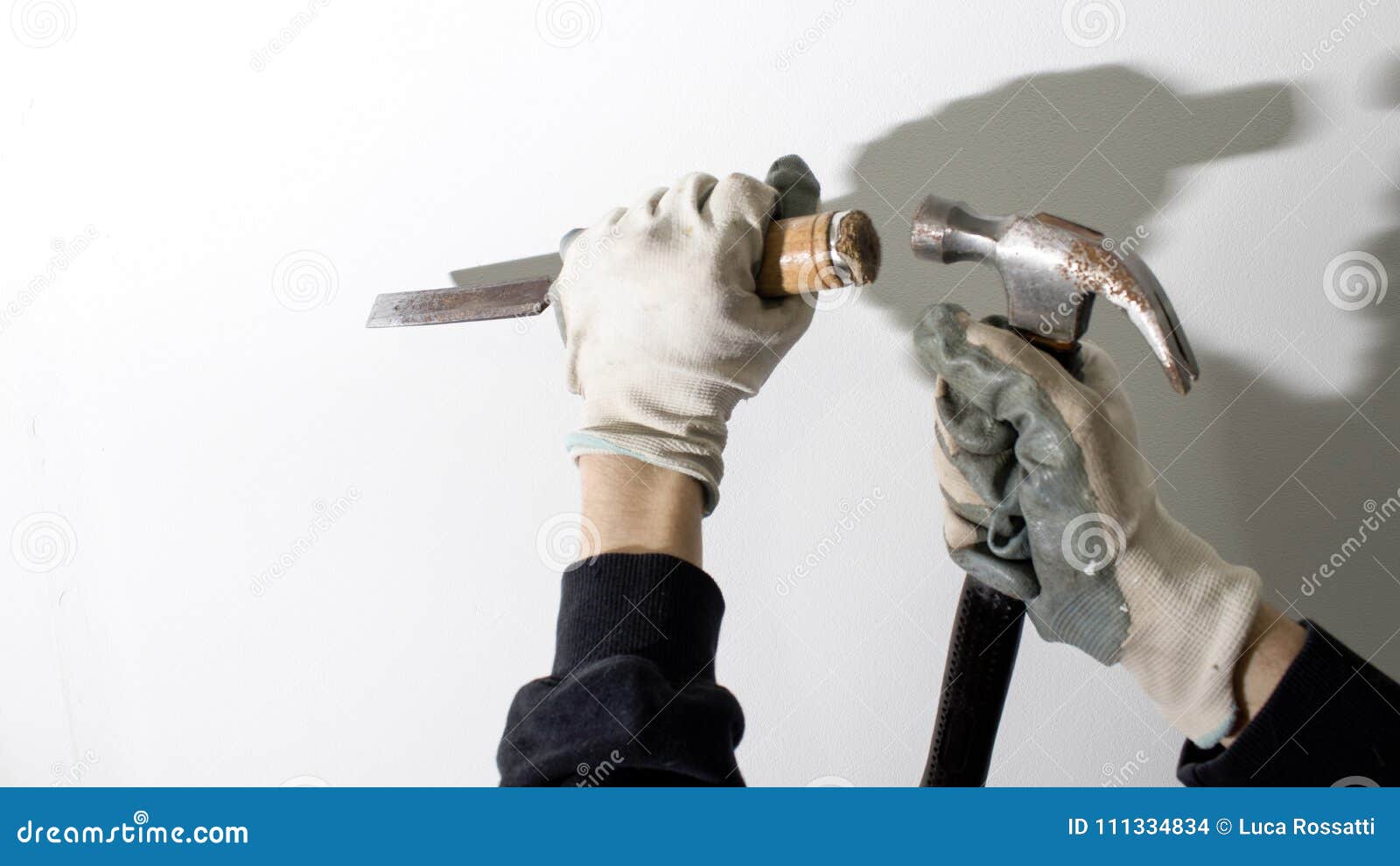 Chisel and Hammer Working Composition Stock Photo - Image of working ...