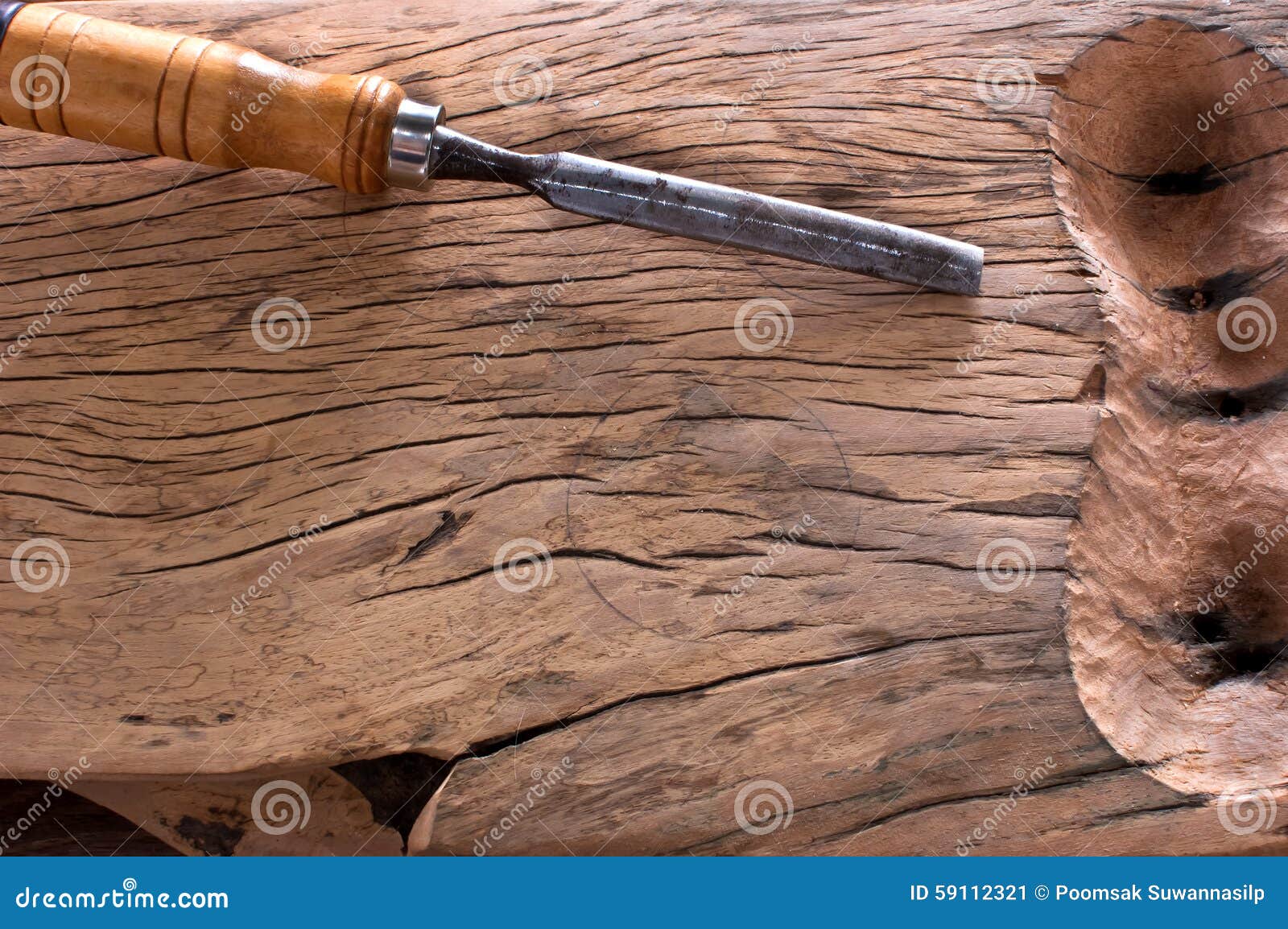 The Chisel Hammering on Wood Stock Image - Image of equipment, workshop ...