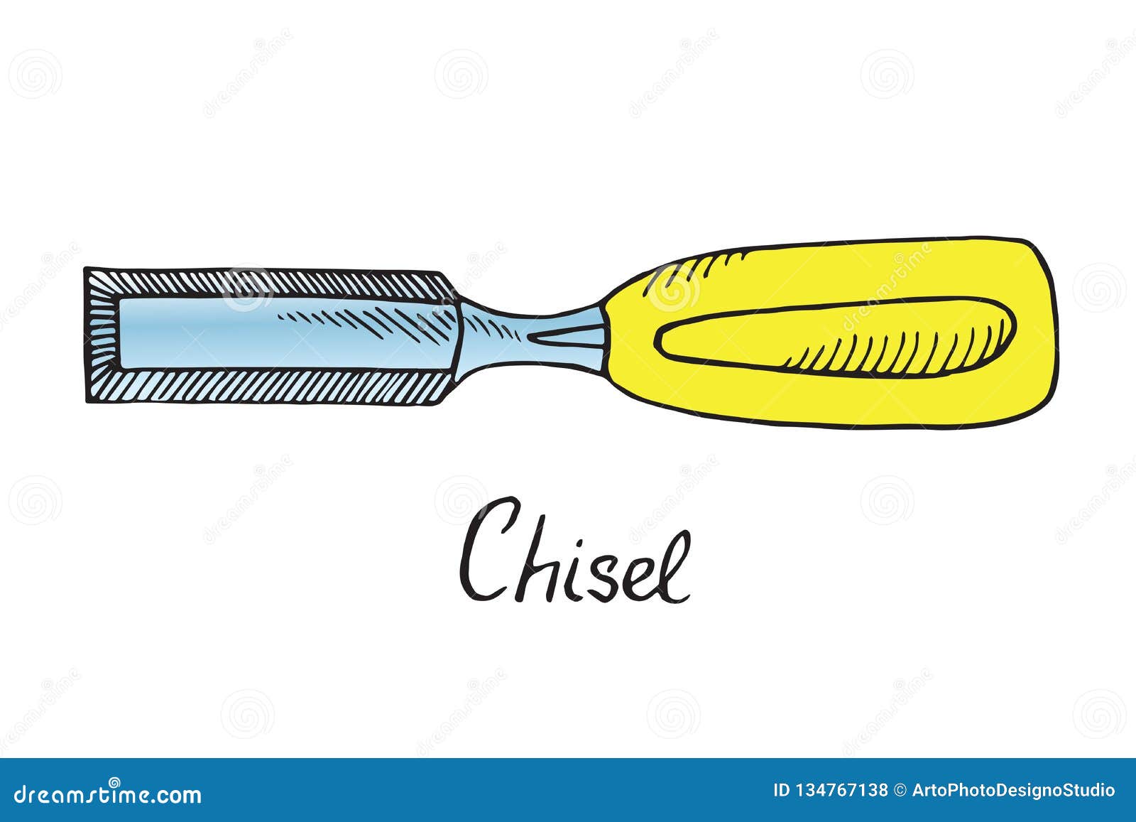 Chisel, Hand Drawn Doodle Sketch in Pop Art Style Stock Vector ...