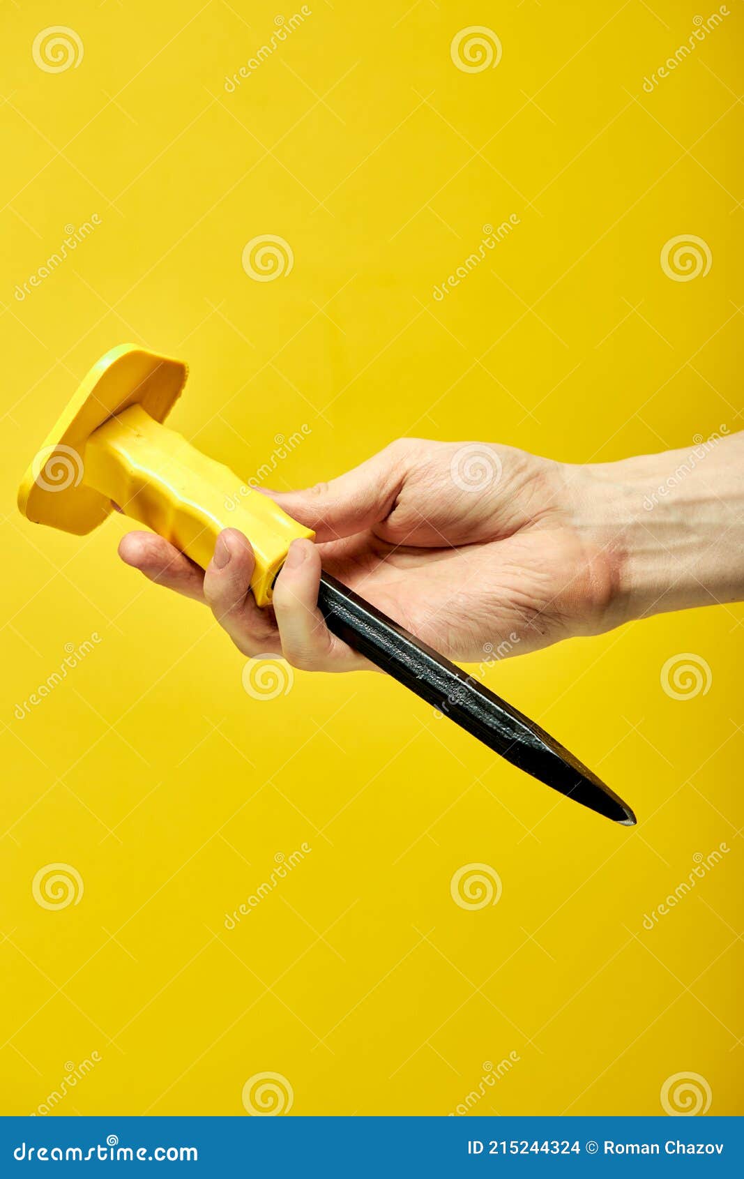 Chisel Hand Tool Closeup on Yellow Background Stock Photo - Image of ...