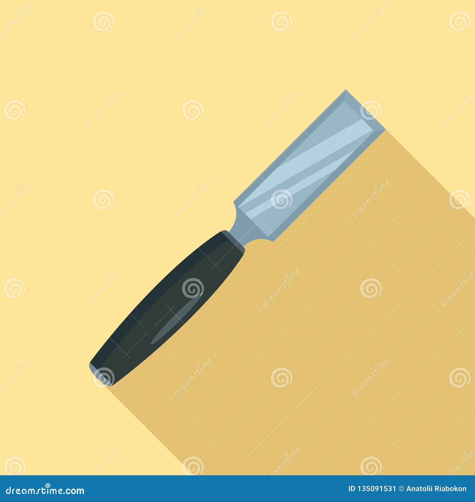 Chisel icon, flat style stock vector. Illustration of industry - 135091531