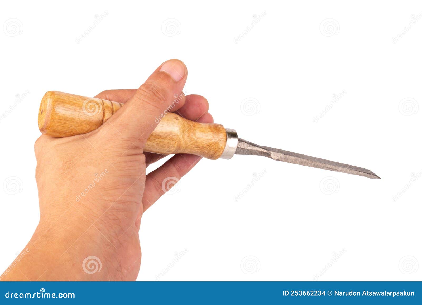Chisel Isolated on White Background Hand Human Stock Photo - Image of ...