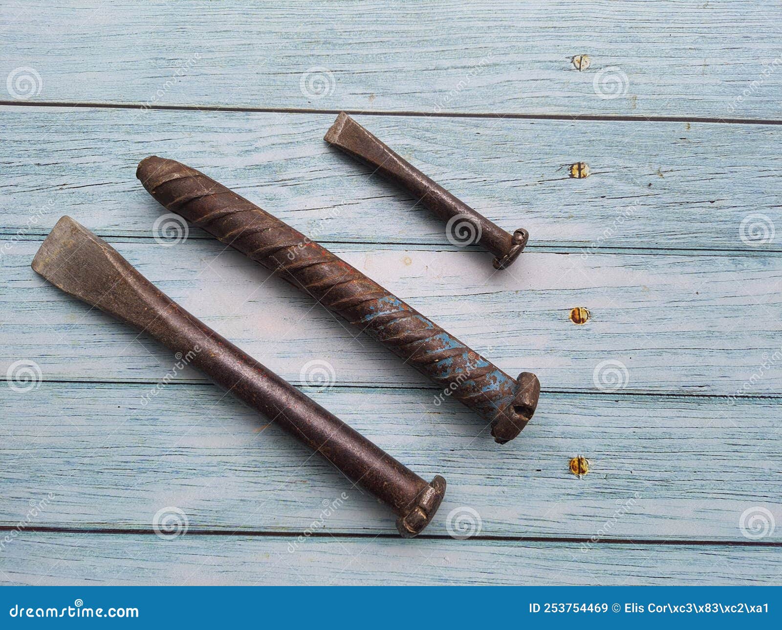 Chisel , Isolated, on a Wooden Table, Top View. Stock Image - Image of ...