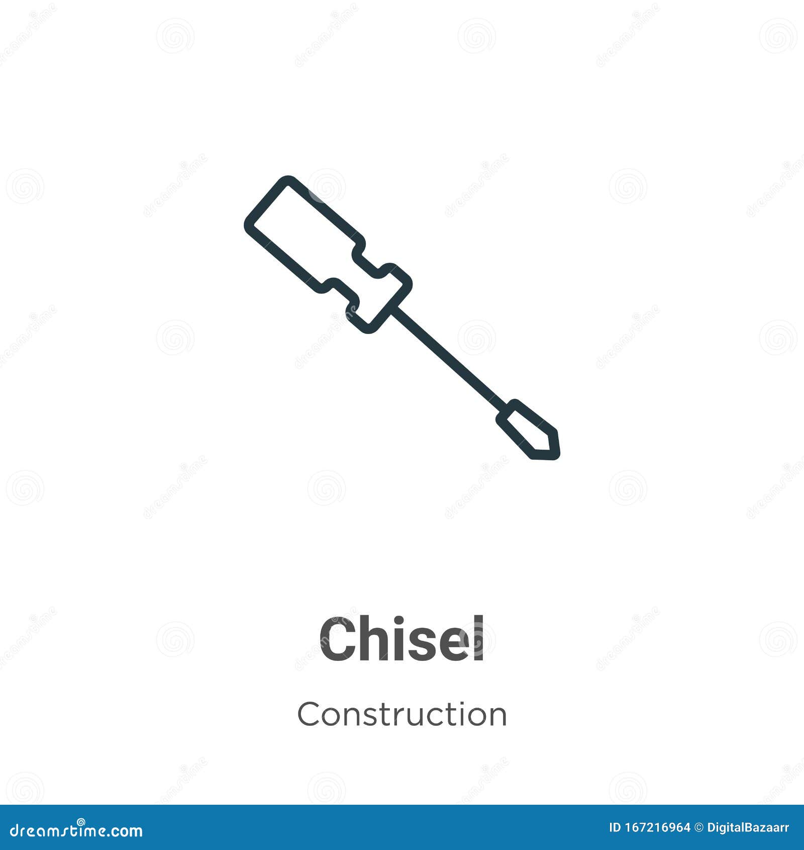 Chisel Outline Vector Icon Thin Line Black Chisel Icon Flat Vector