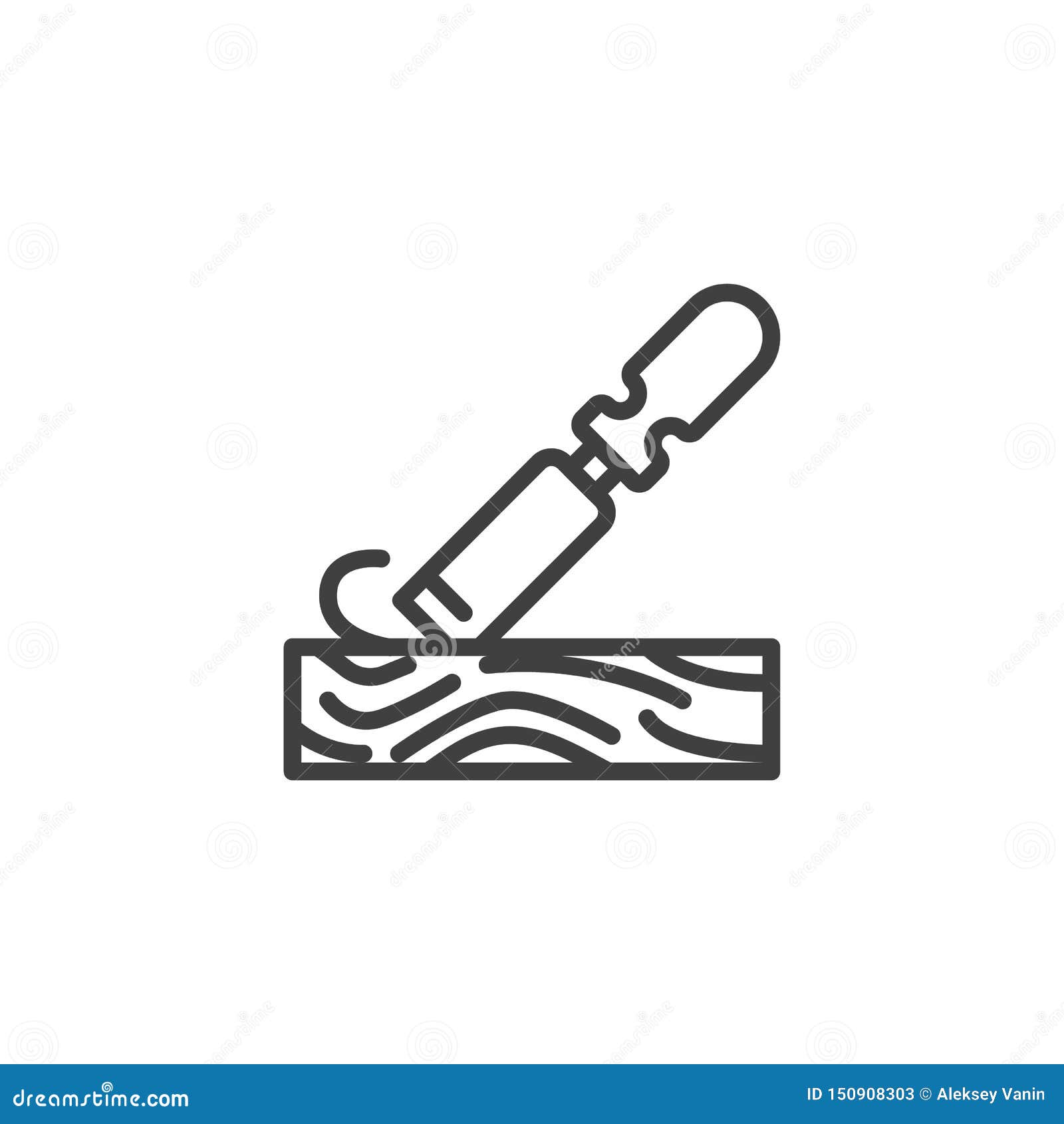 Chisel Plowing A Wood Plank Line Icon Stock Vector Illustration Of