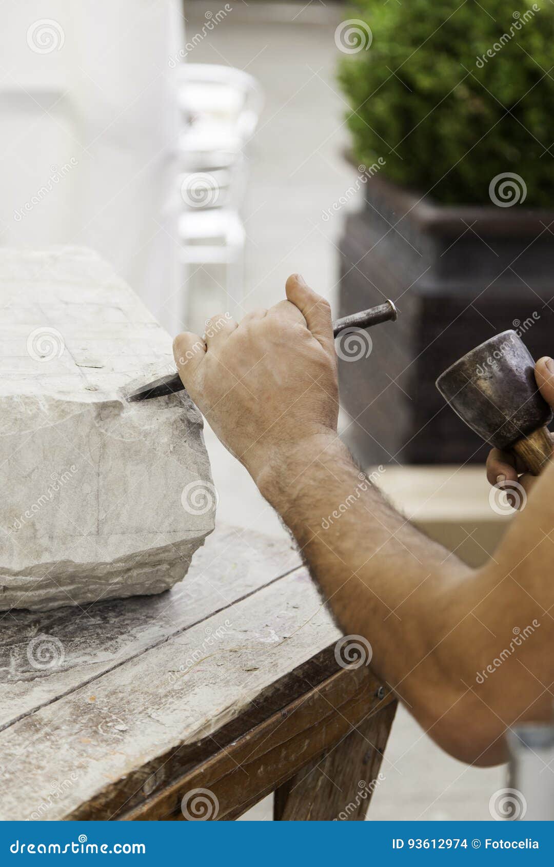 Chisel for sculpting stock photo. Image of mallet, rock - 93612974
