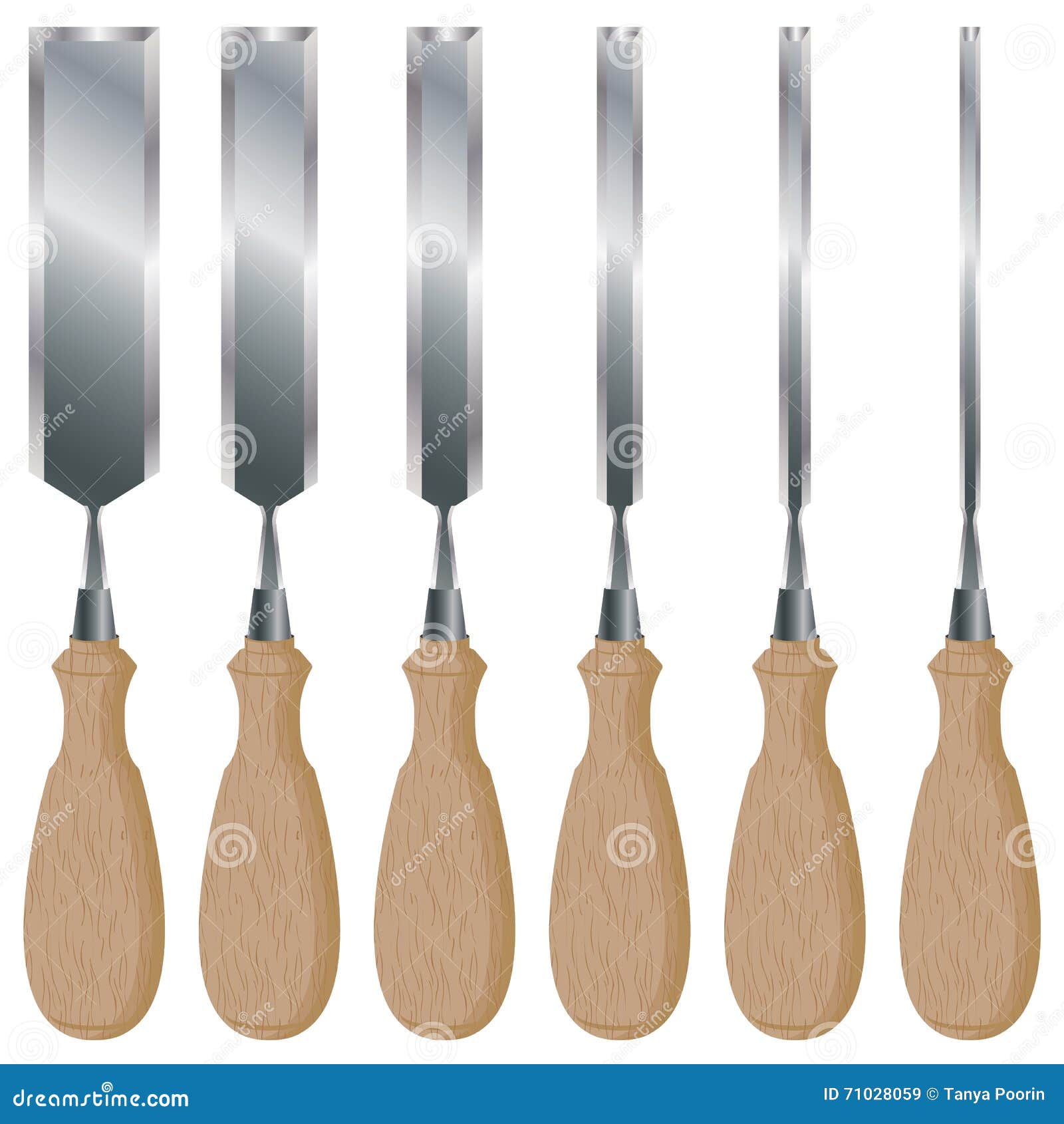 Chisel Set Isolated on White Background. Knife with Cutting Set ...