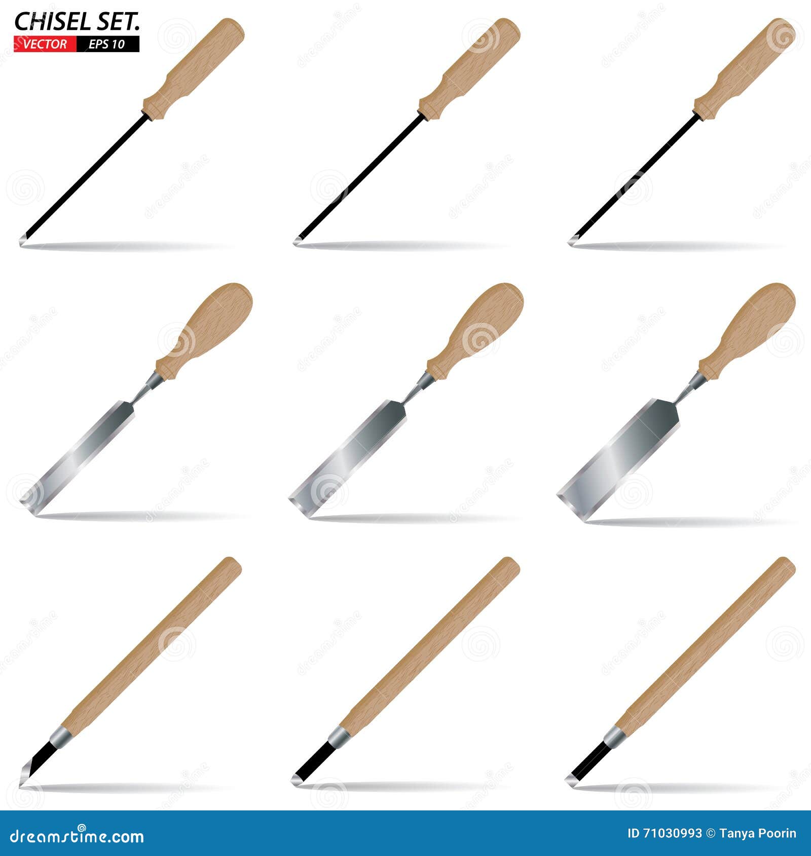 Chisel Set on White Background. Chisel Isolated on White Background ...