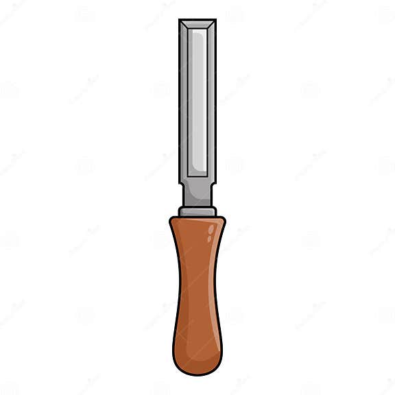 Chisel Tool Icon in Cartoon Style Isolated on White Background Vector ...
