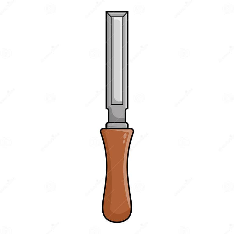 Chisel Tool Icon in Cartoon Style Isolated on White Background Vector ...