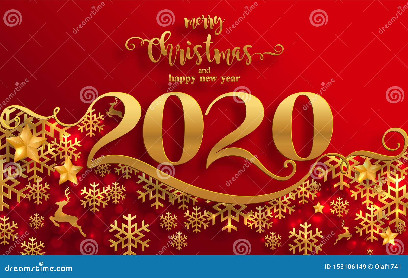 Merry Christmas Greetings and Happy New Year 2020 Stock Vector ...