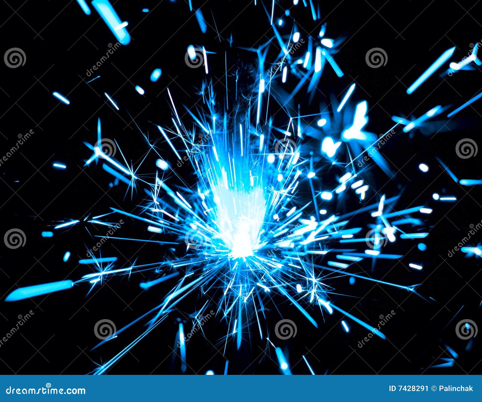 Chispas Azules De La Luz De Bengala Imagen de archivo - Imagen: 7428291