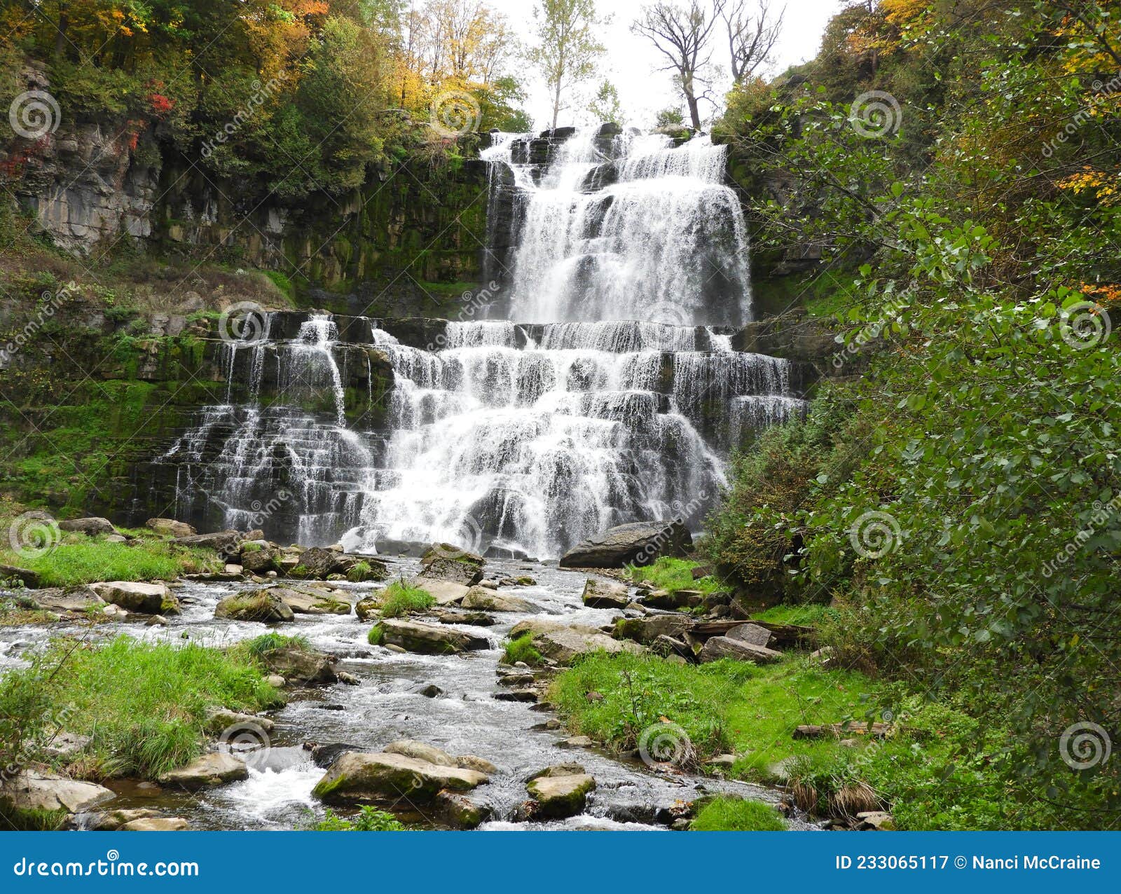 Chittenango Falls Creek during a Hot Autumn Day Stock Image - Image of ...