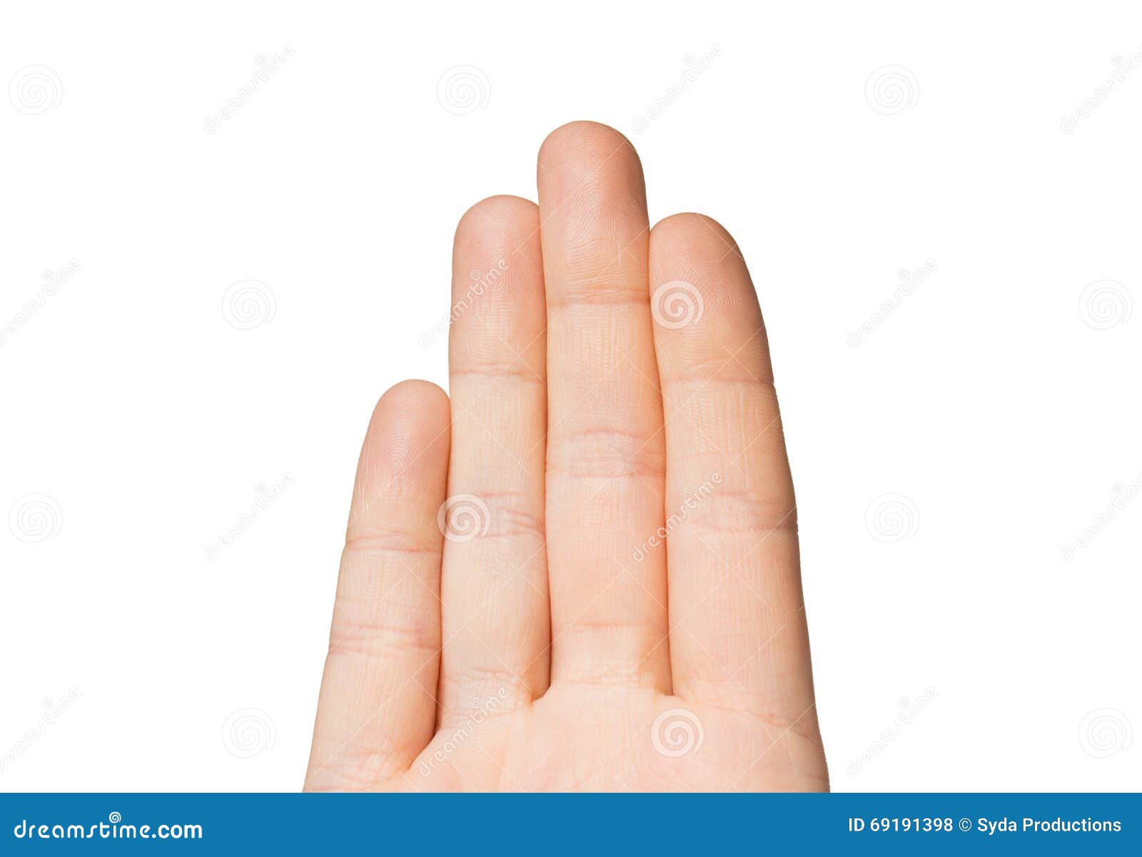 Chiuda Su Della Mano Che Mostra Quattro Dita Fotografia Stock ...