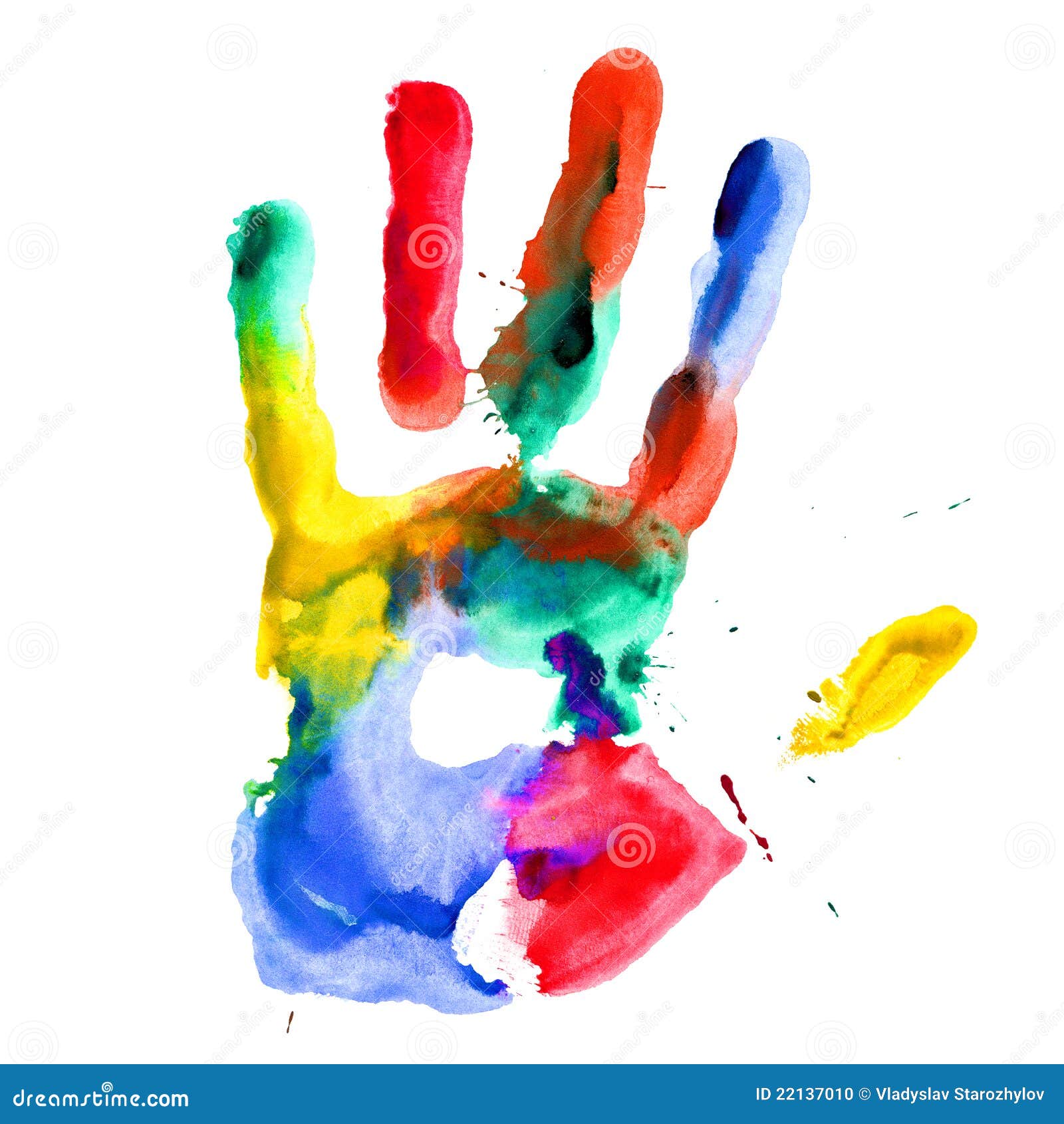 Chiuda in Su Della Stampa Colorata Della Mano. Fotografia Stock ...