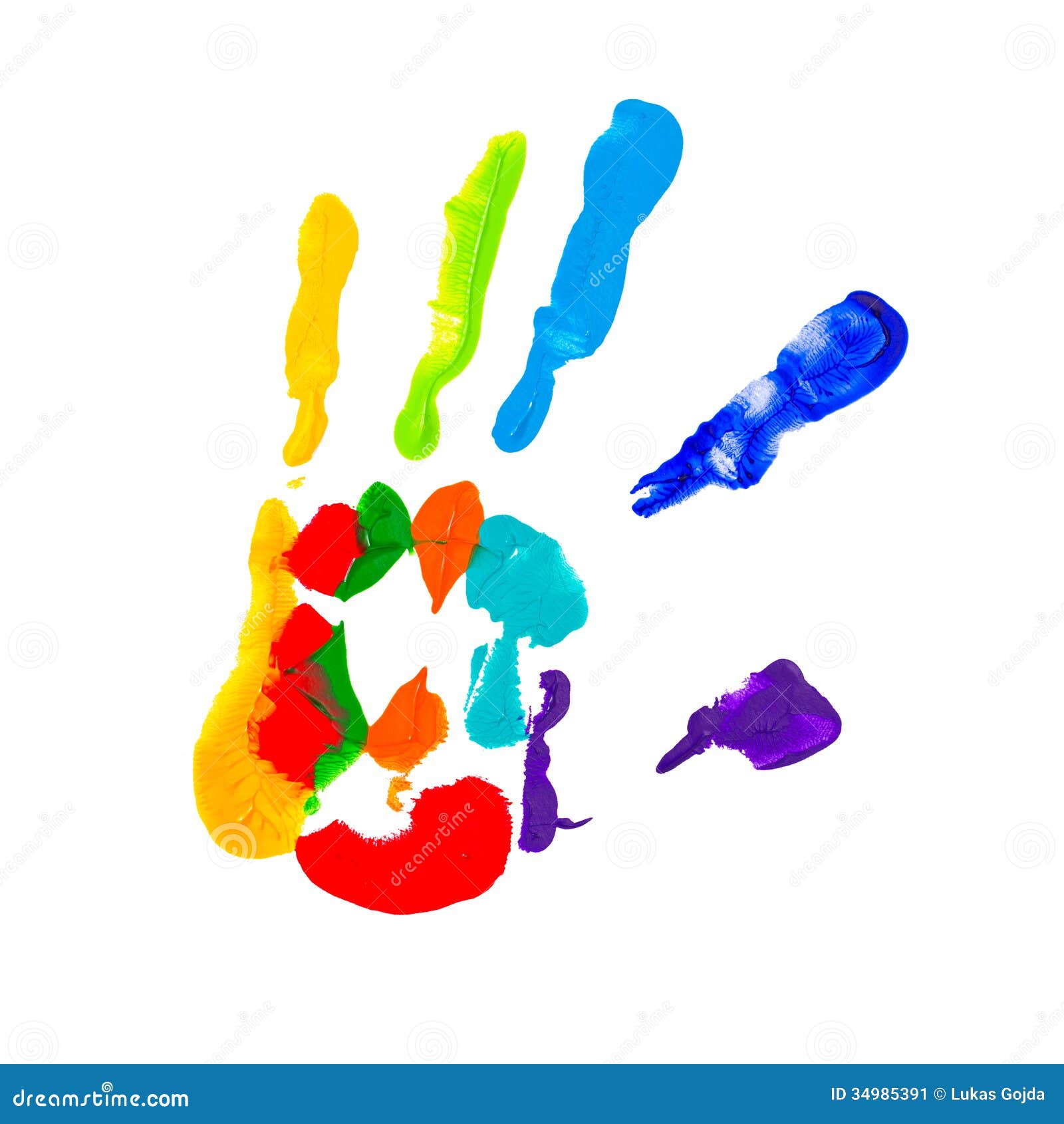 Chiuda Su Della Stampa Colorata Della Mano Immagine Stock - Immagine di ...