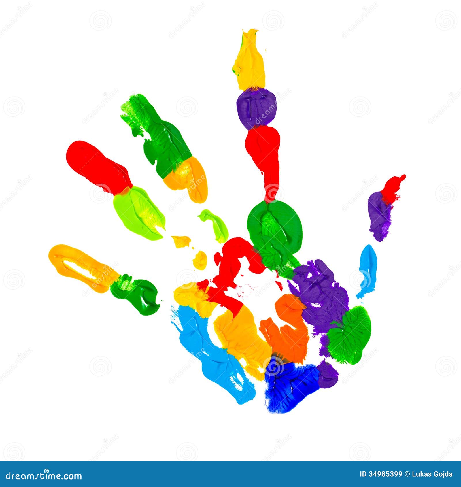 Chiuda Su Della Stampa Colorata Della Mano Immagine Stock - Immagine di ...