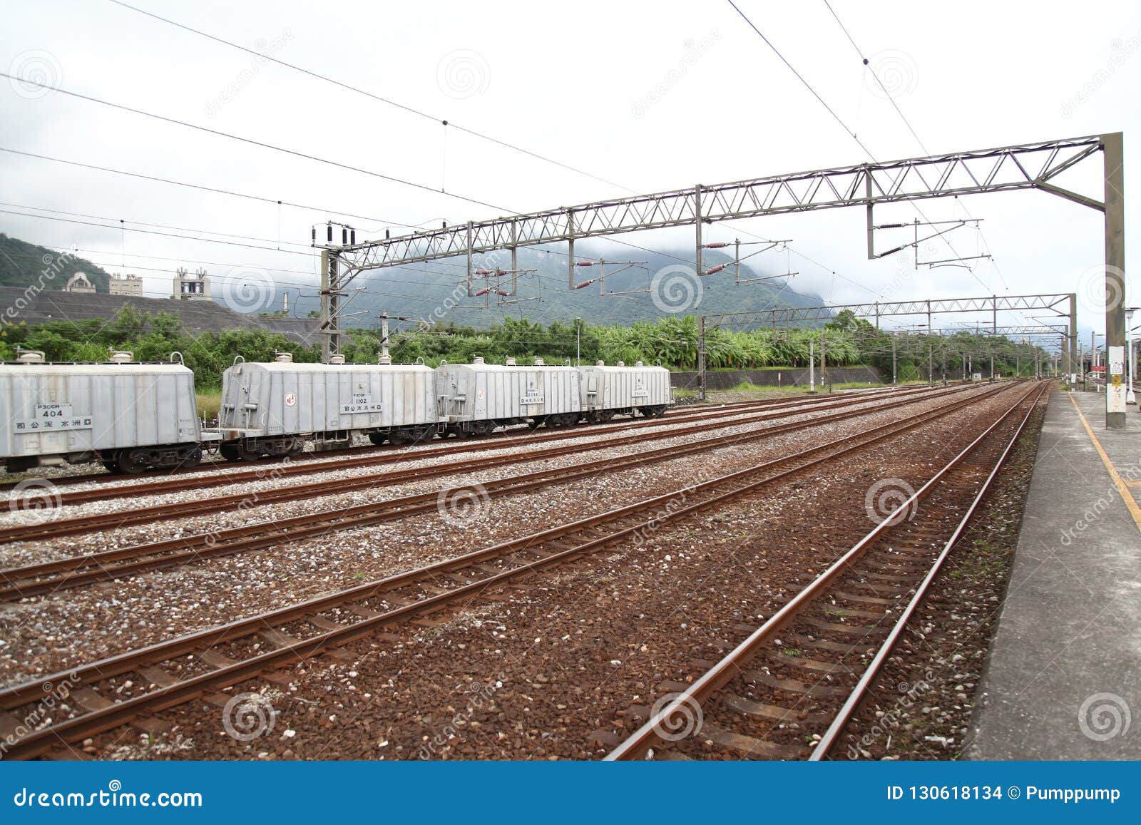 Chiyi,Taiwan-October 16,2018:the Cargo Train Arrival To Train St ...