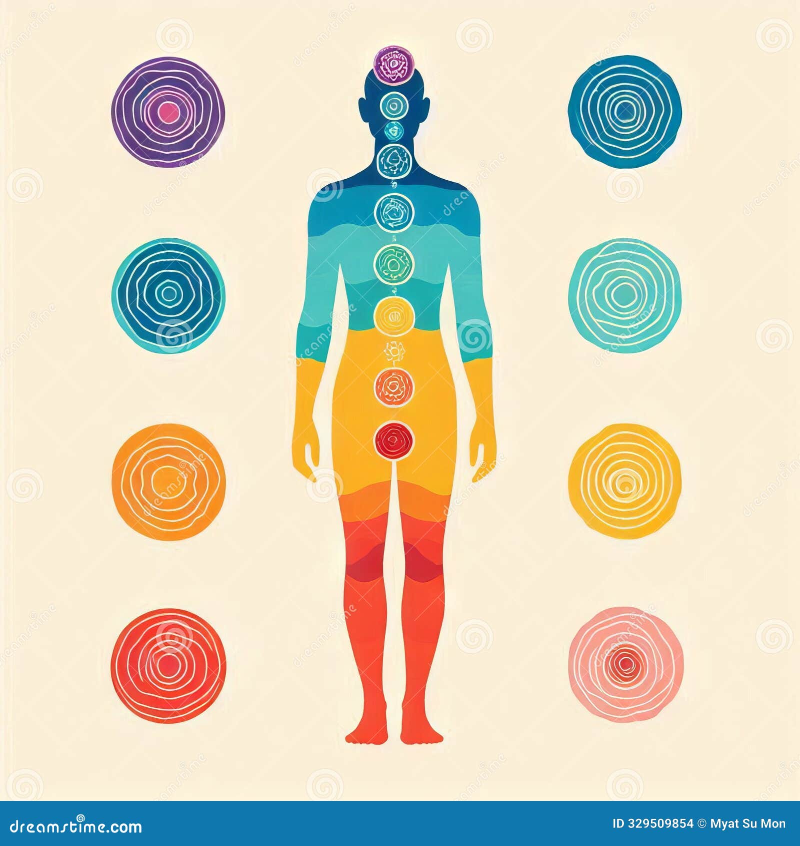 Illustration of Chakra Points on Human Body Stock Illustration ...