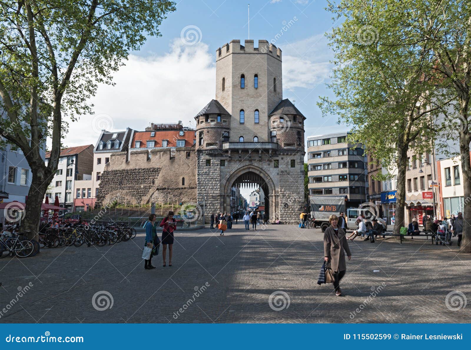 Chlodwigplatz with Gate of St. Severin, Cologne, Germany Editorial ...