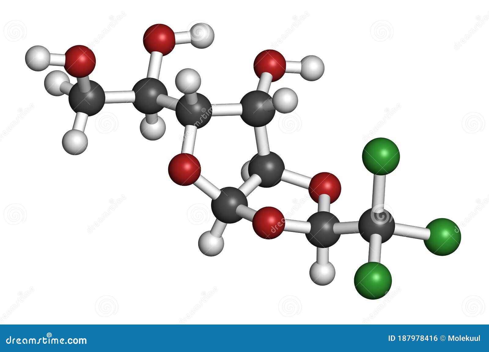 Chloralose Rodenticide Molecule. 3D Rendering. Atoms Are Represented As ...