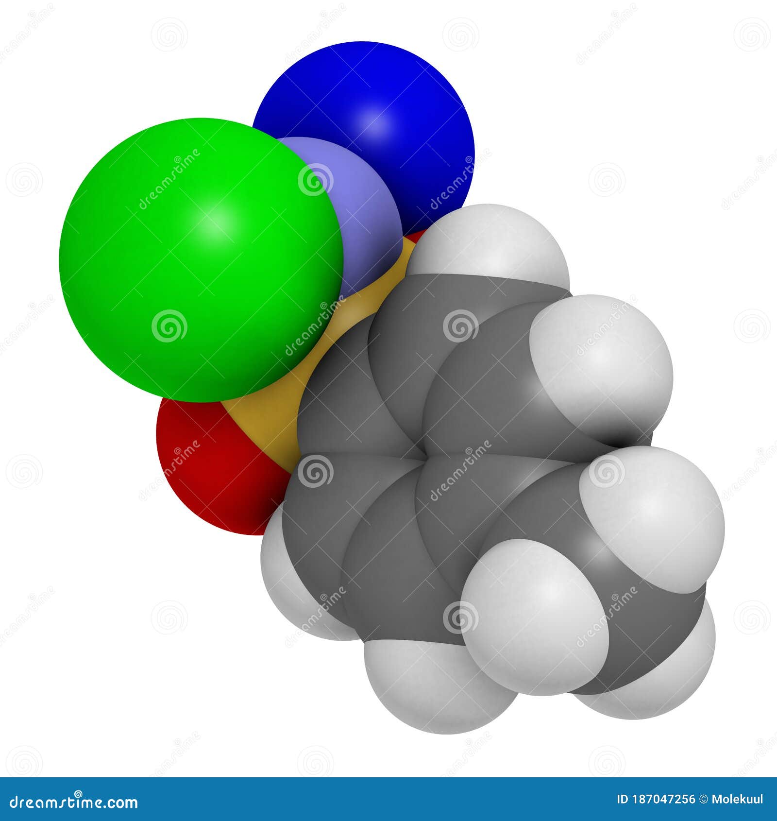 Chloramine-T (tosylchloramide) Disinfectant Molecule. 3D Rendering ...