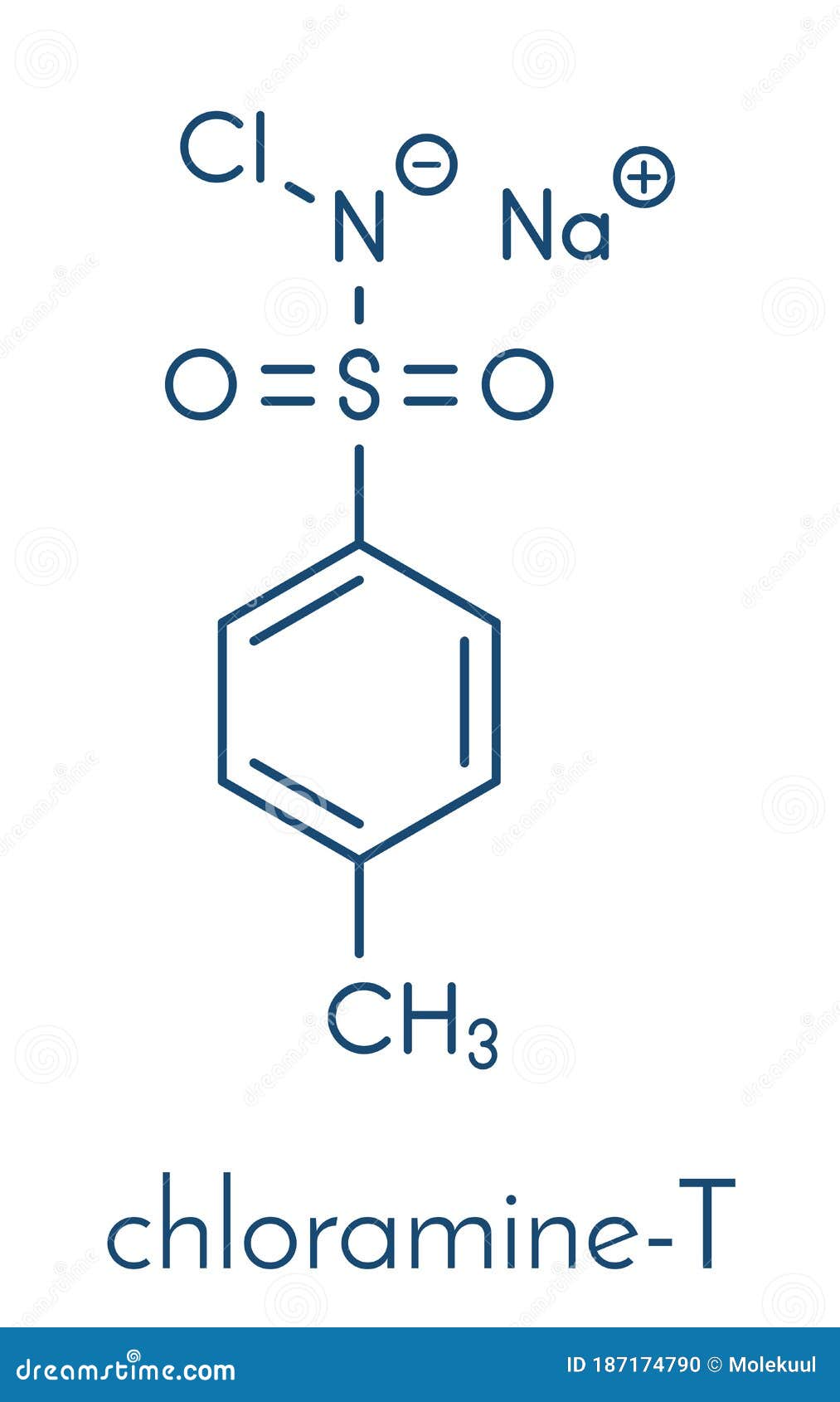 Chloramine-T Tosylchloramide Disinfectant Molecule. Skeletal Formula ...