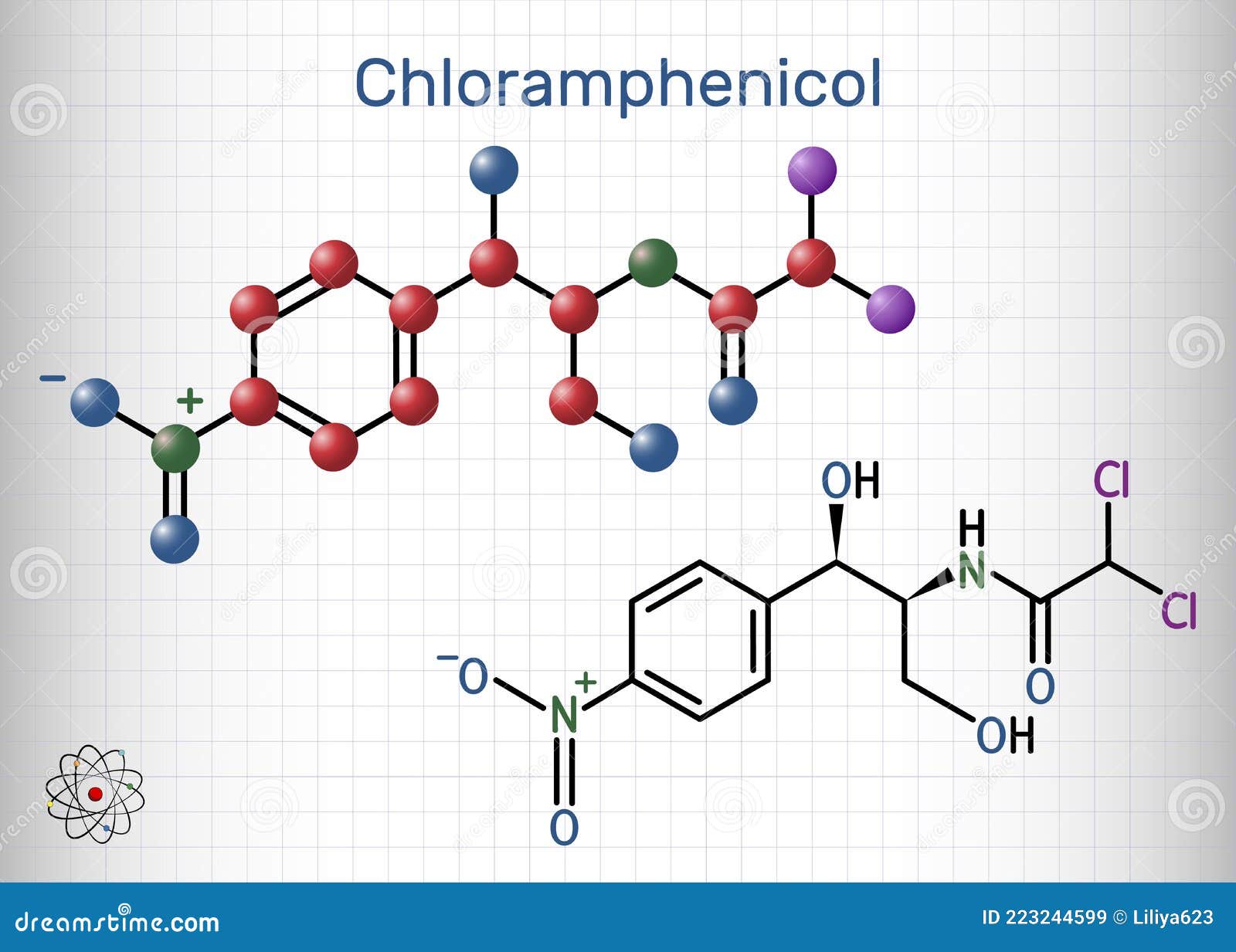 Chloramphenicol Molecule. It Is Bacteriostatic Broad-spectrum ...