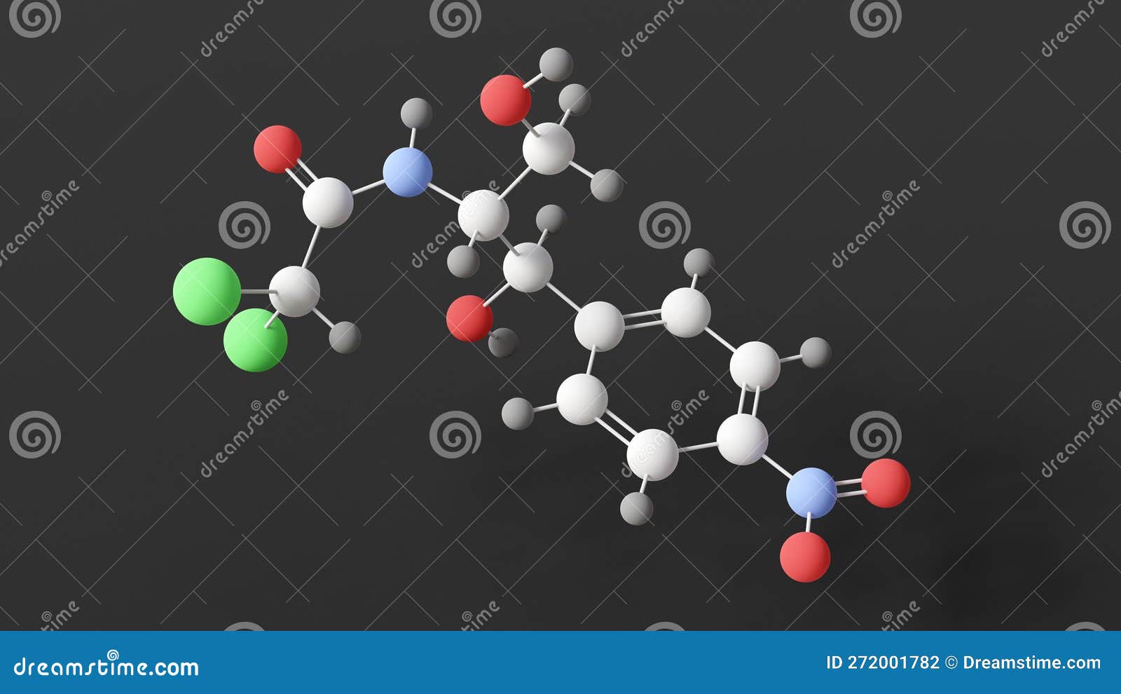 Chloramphenicol Molecule, Molecular Structure, Antibiotic, Ball and ...