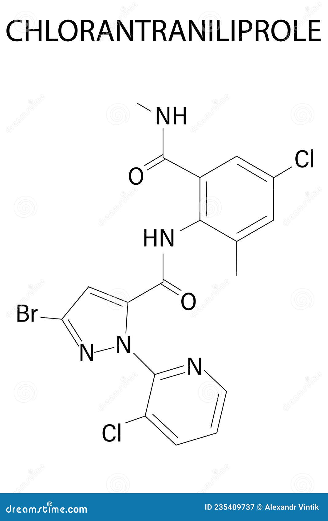 Chlorantraniliprole Insecticide Molecule, Ryanoid Class. Skeletal ...