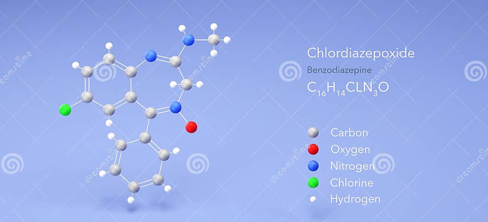 Chlordiazepoxide Molecule, Molecular Structures, Benzodiazepine, 3d ...
