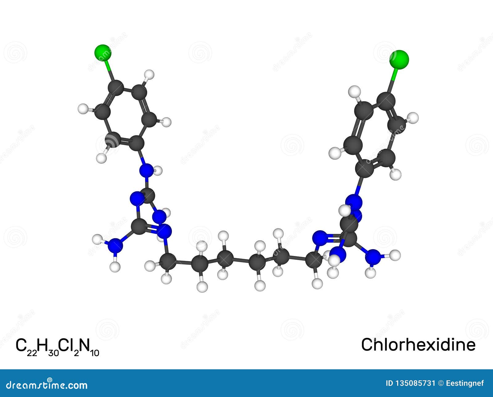 Chlorhexidine Antiseptic Model Molecule. Isolated on White Background ...