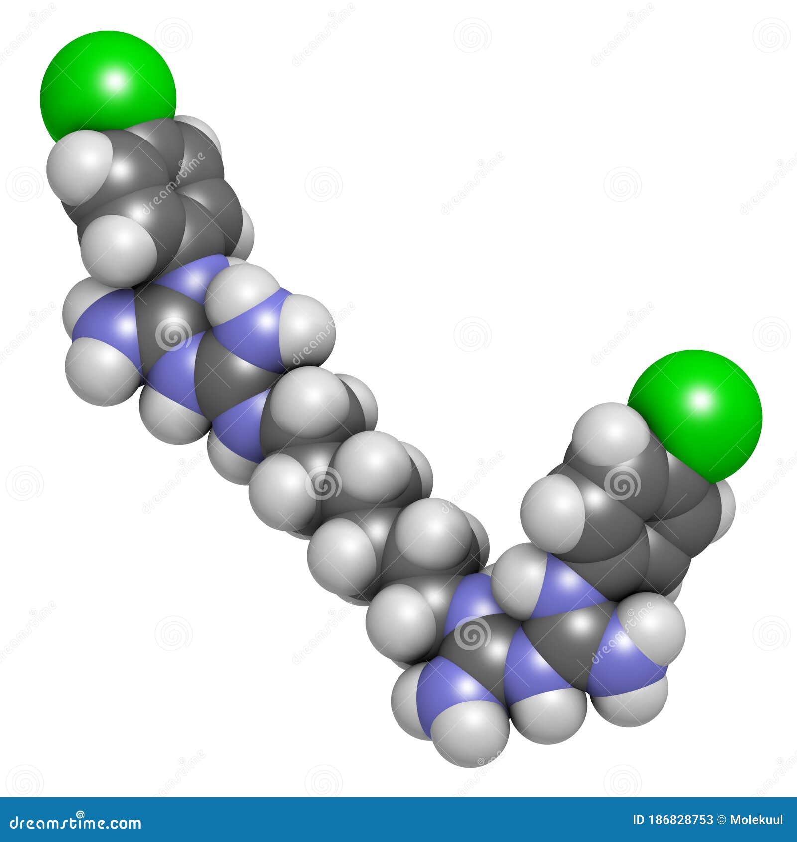Chlorhexidine Antiseptic Molecule. Atoms are Represented As Spheres ...
