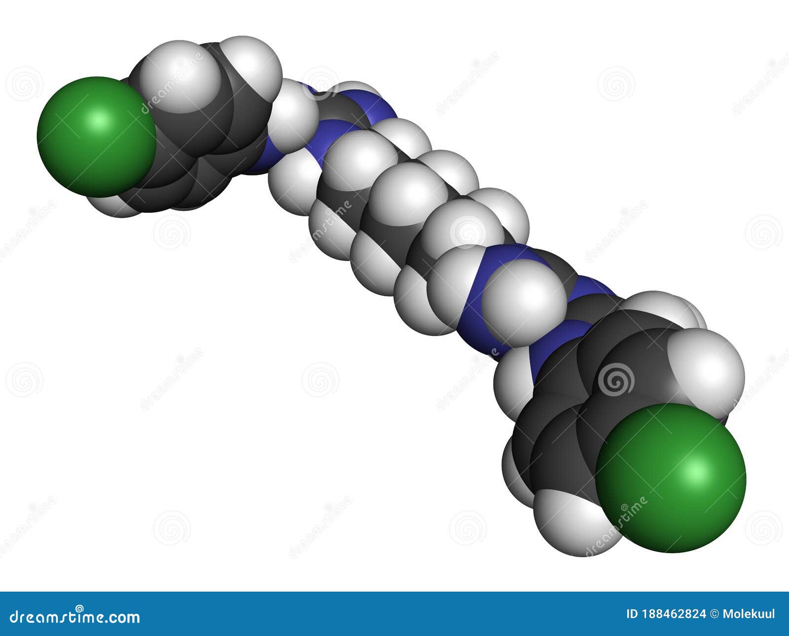 Chlorhexidine Antiseptic Molecule, 3D Rendering. Atoms are Represented ...