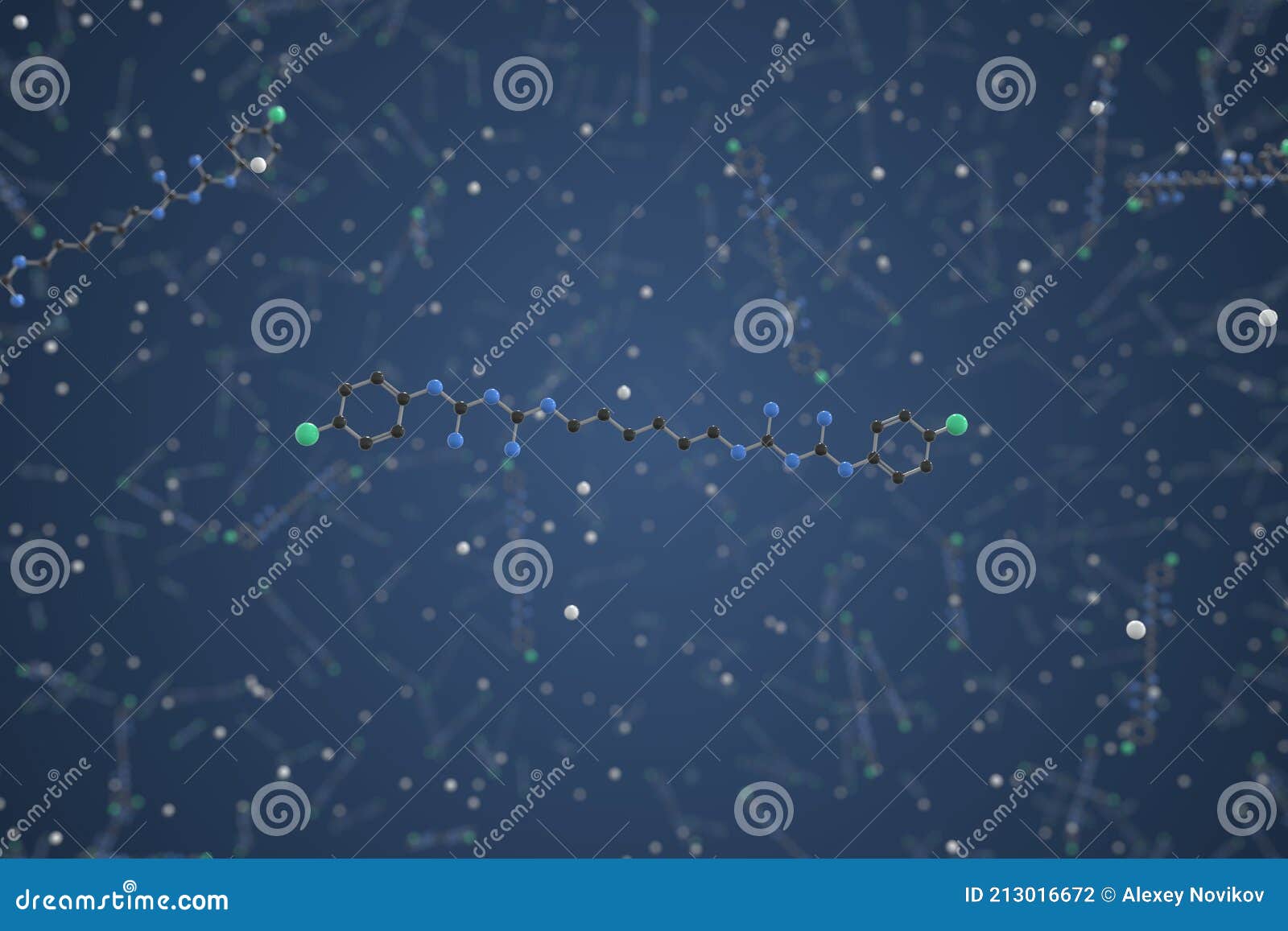 Chlorhexidine Molecule. Ball-and-stick Molecular Model. Chemistry ...