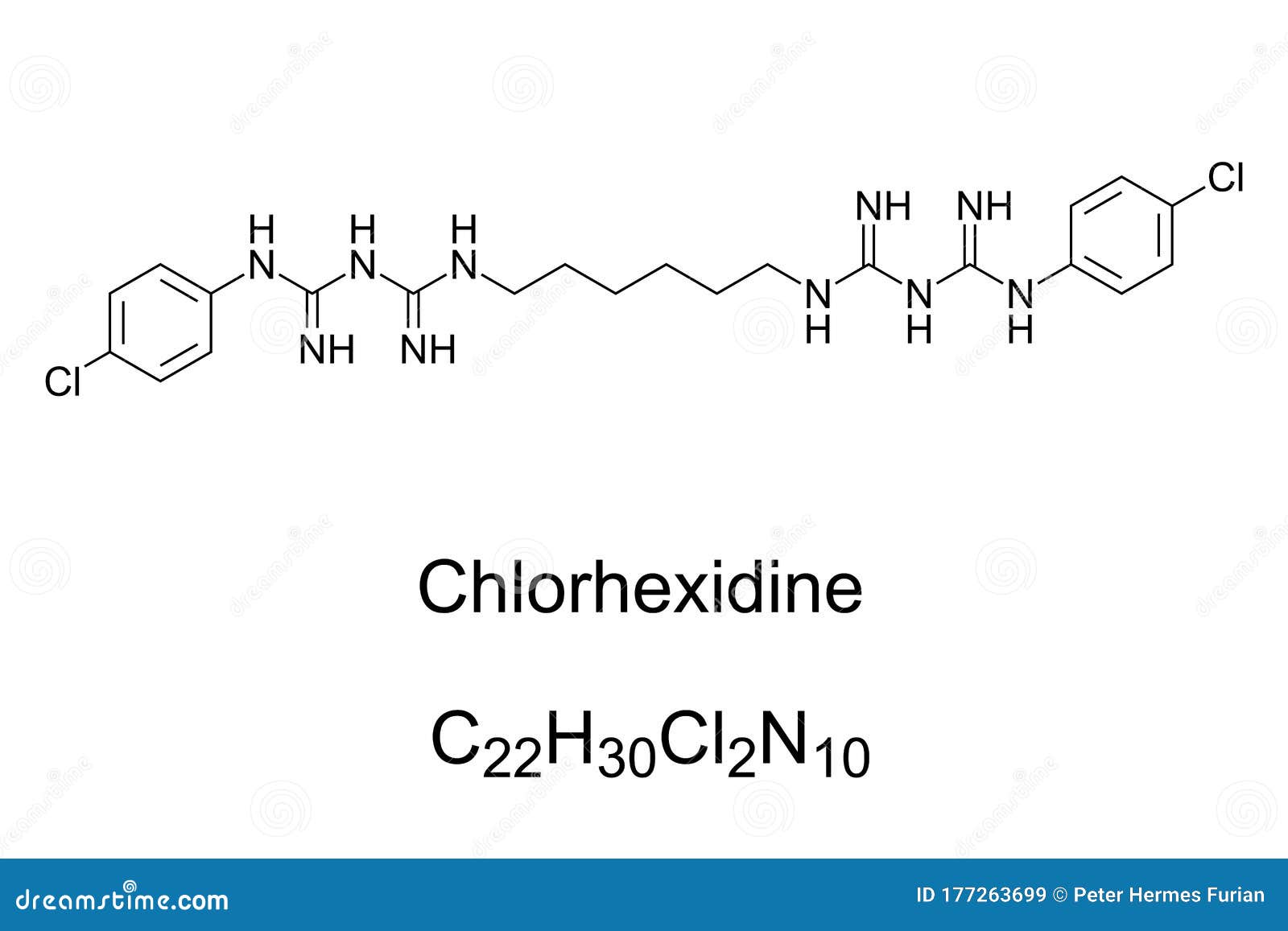 Chlorhexidine, CHG, Skeletal Formula And Structure Cartoon Vector ...