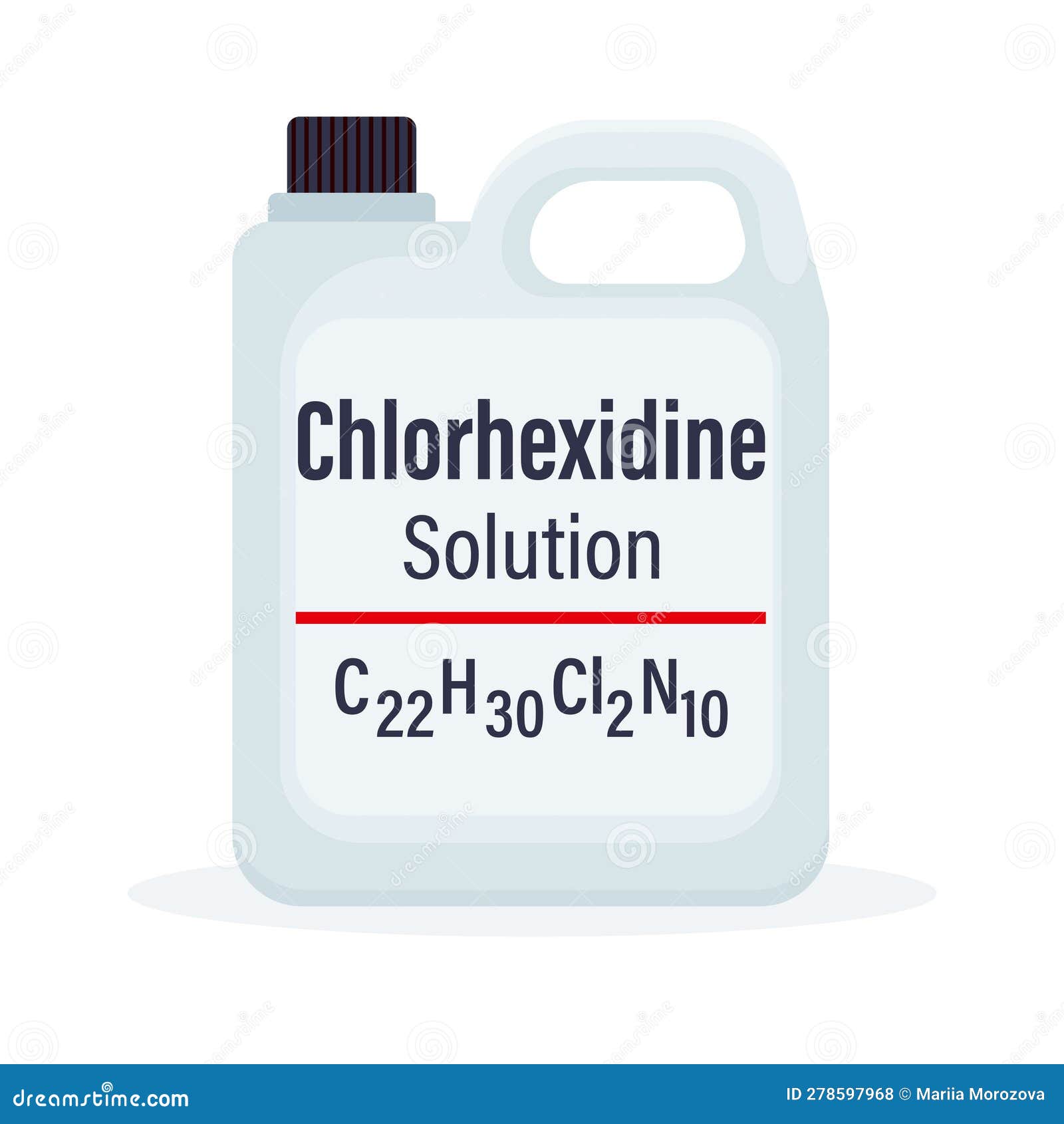 Chlorhexidine Solution In Big White Plastic Bottle With Formula Vector ...