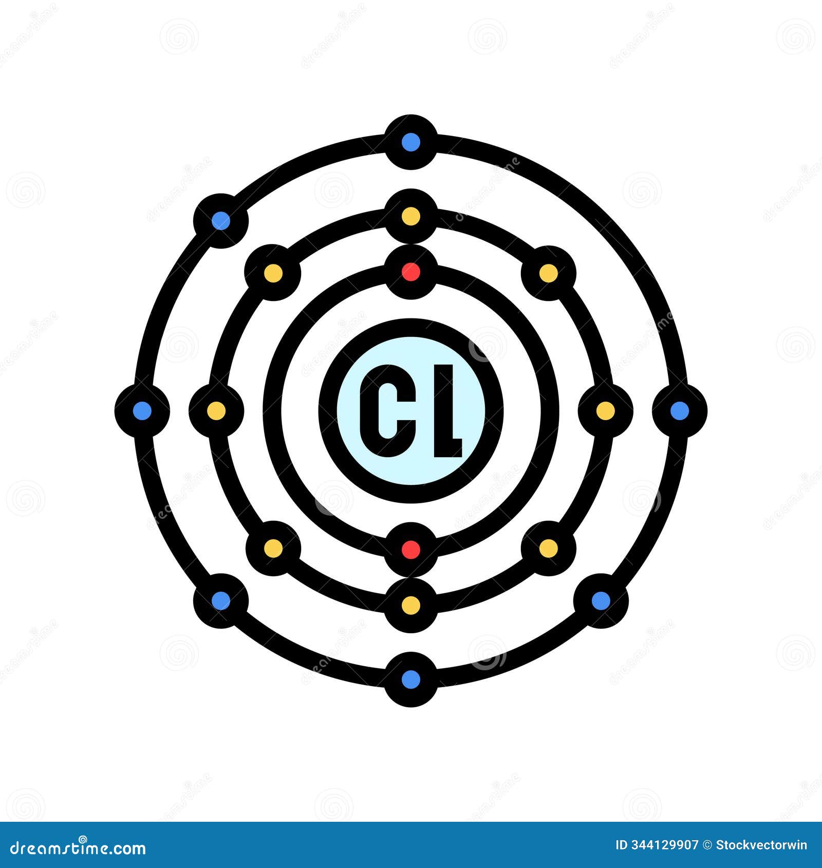 Chlorine Atom Structure. Bohr Model Of Atom Vector Illustration ...