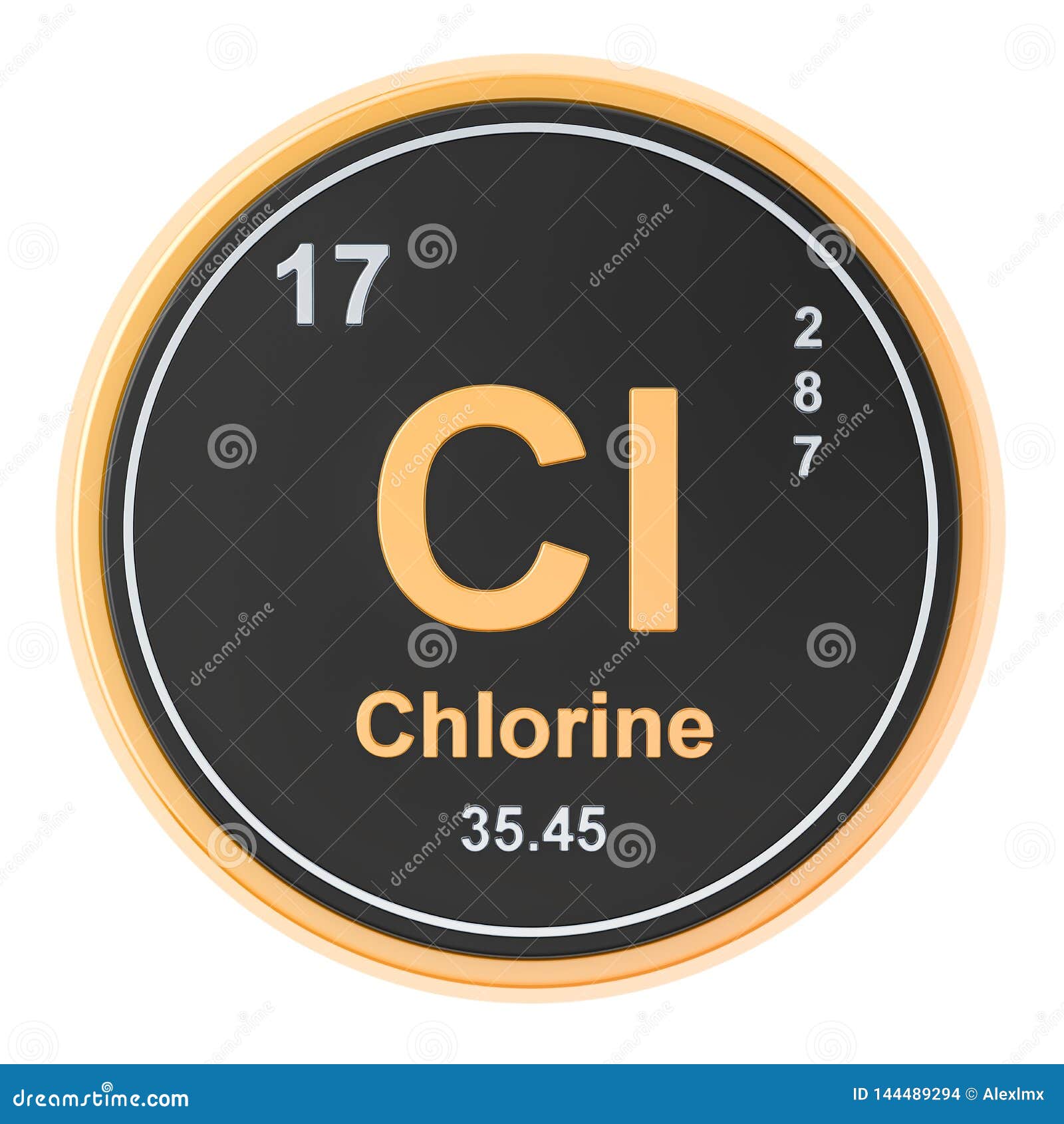 Chlorine Cl Chemical Element. 3D Rendering Stock Illustration ...