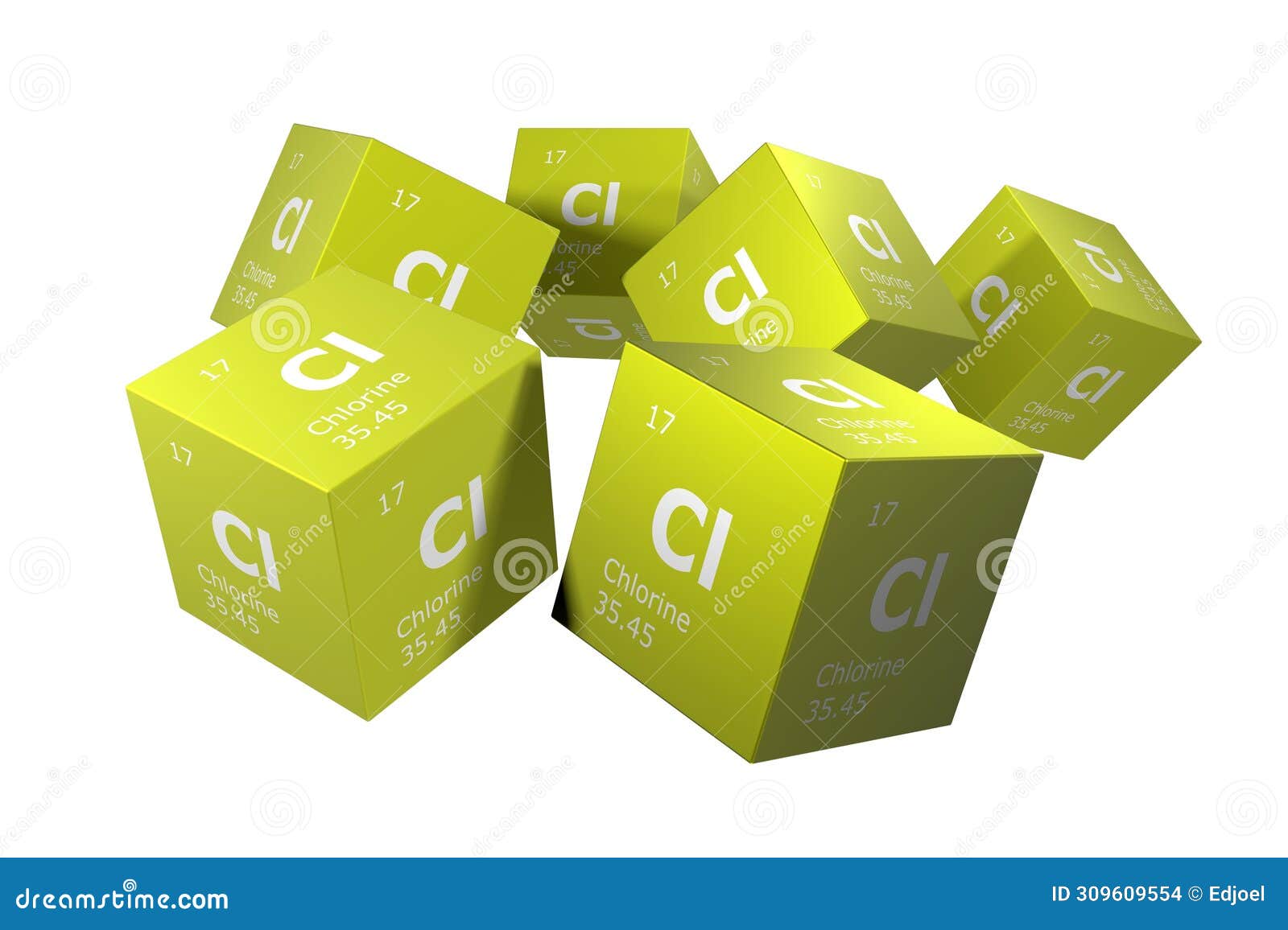 Chlorine, 3D Rendering of Symbols of the Elements of the Periodic Table ...
