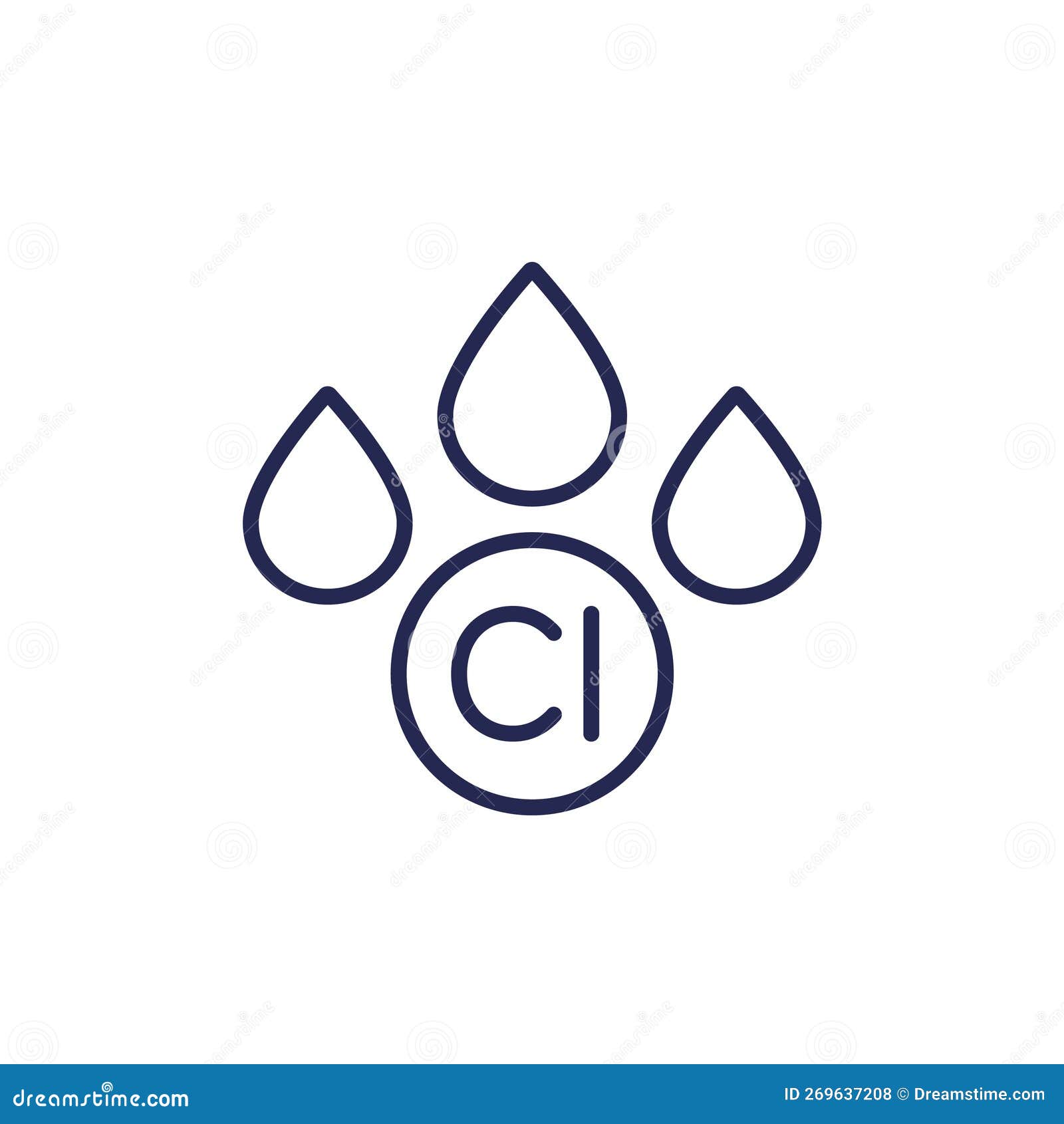 Chlorine Icon With Drops, Line Vector | CartoonDealer.com #269637208