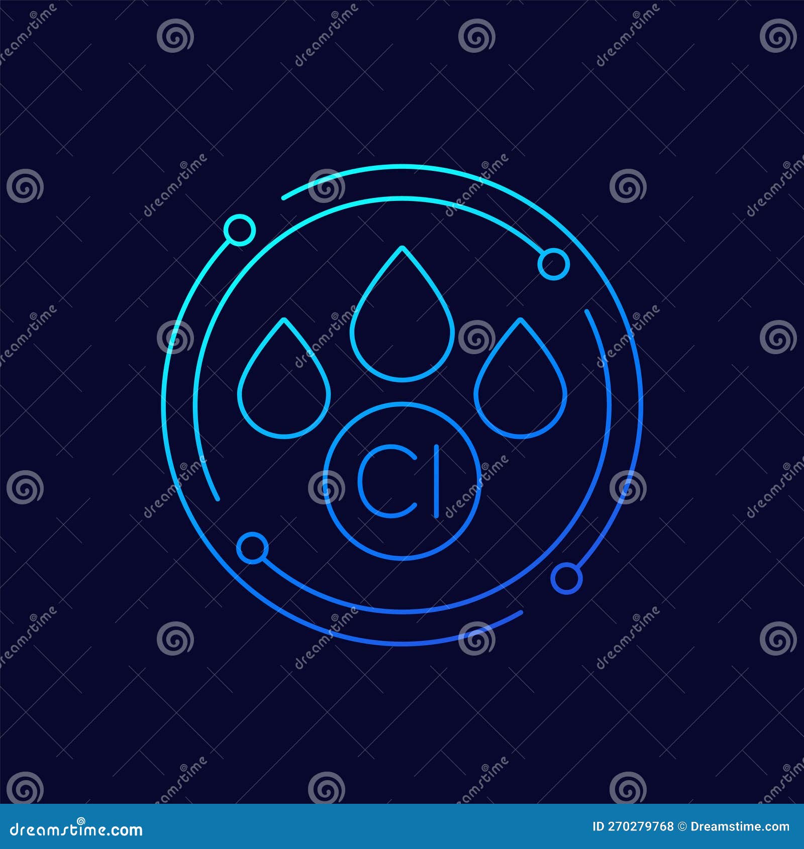 Chlorine Icon with Drops, Linear Design Stock Vector - Illustration of ...