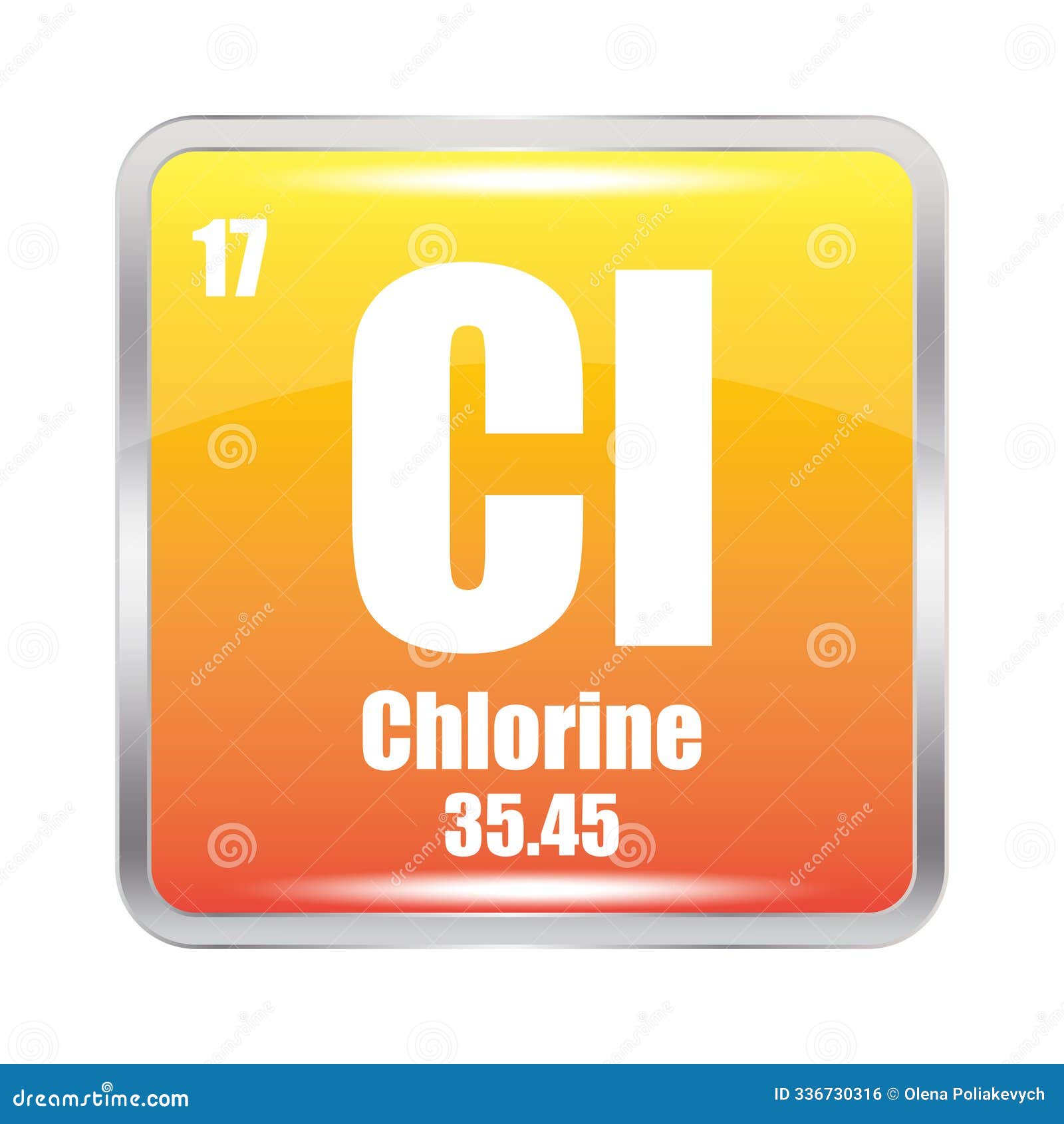 Chlorine Symbol. Chemical Element Of The Periodic Table. Vector Stock ...