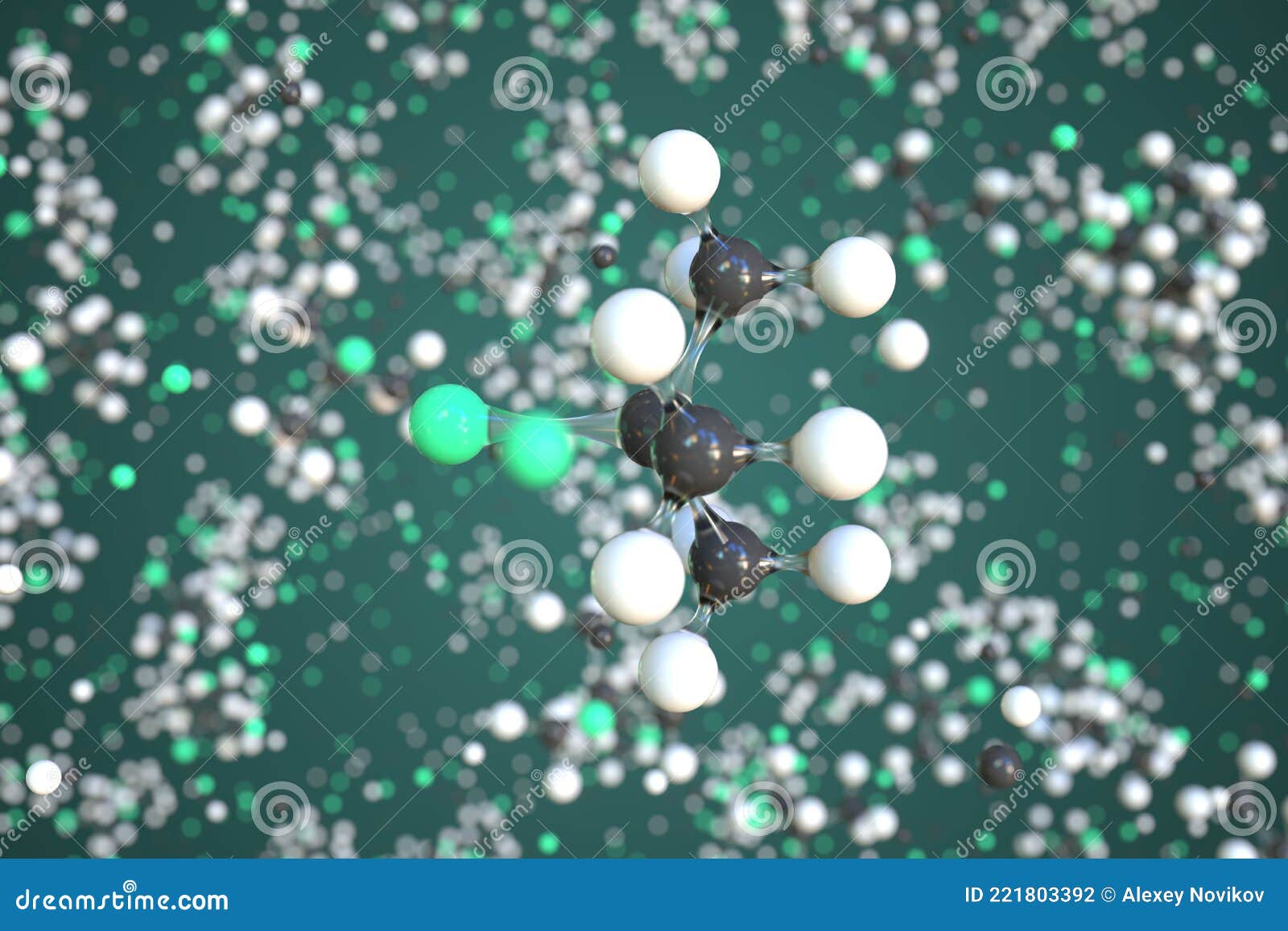 2-chloro-2-methylpropane Molecule, Conceptual Molecular Model. Scientific 3d Rendering Stock ...
