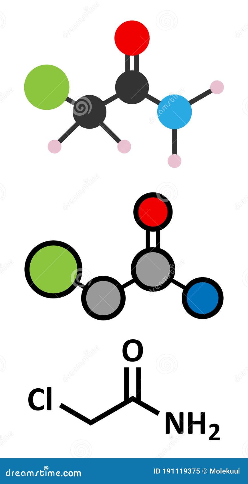 Chloroacetamide Preservative Molecule. Stylized 2D Renderings and ...