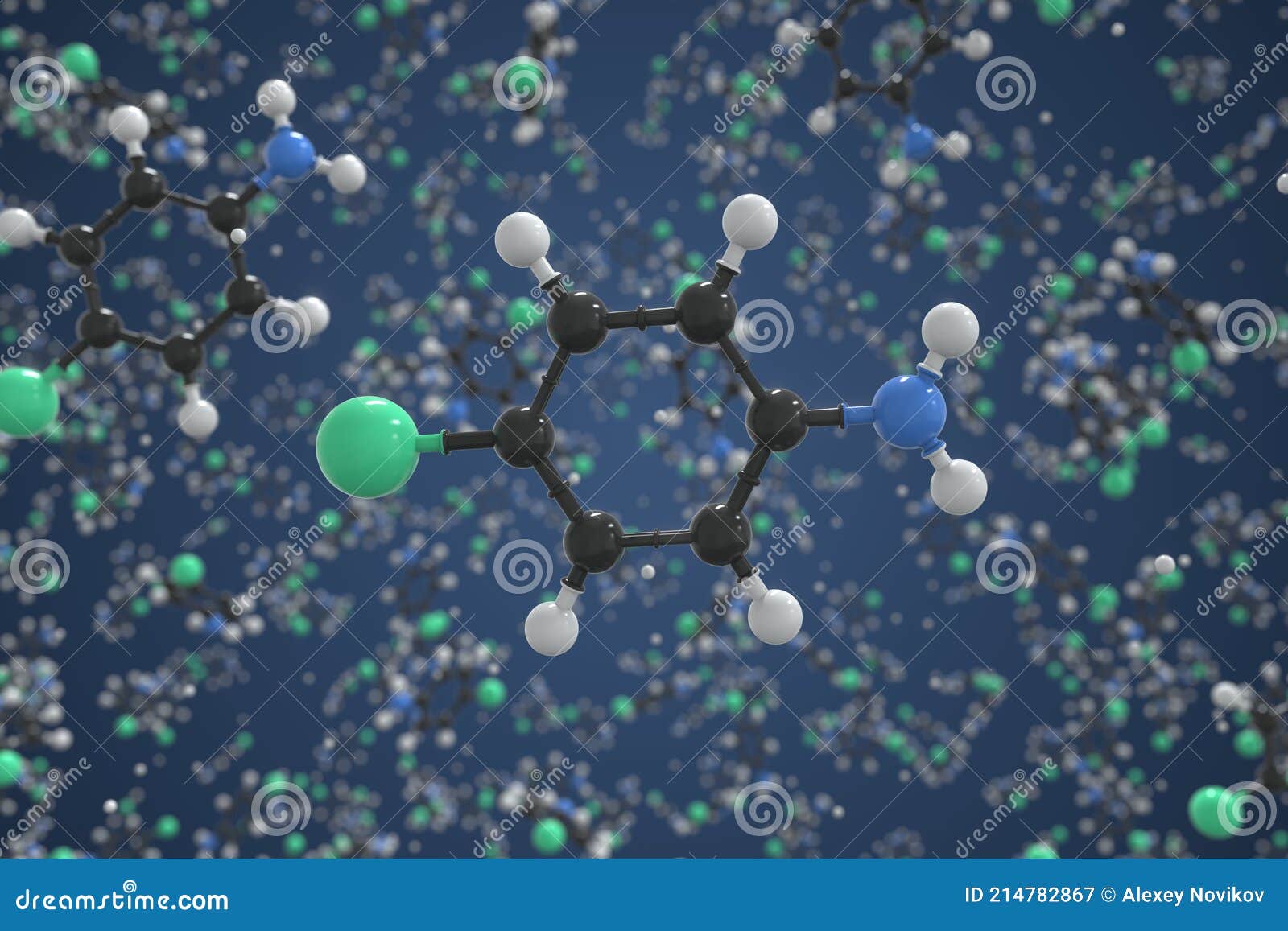 4-chloroaniline Molecule. Ball-and-stick Molecular Model. Chemistry ...