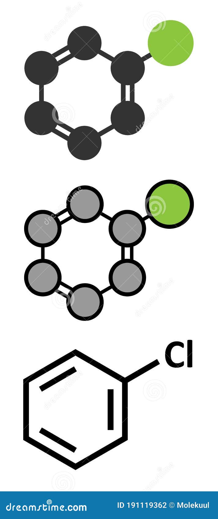 Chlorobenzene Industrial Solvent Molecule Stock Vector - Illustration ...